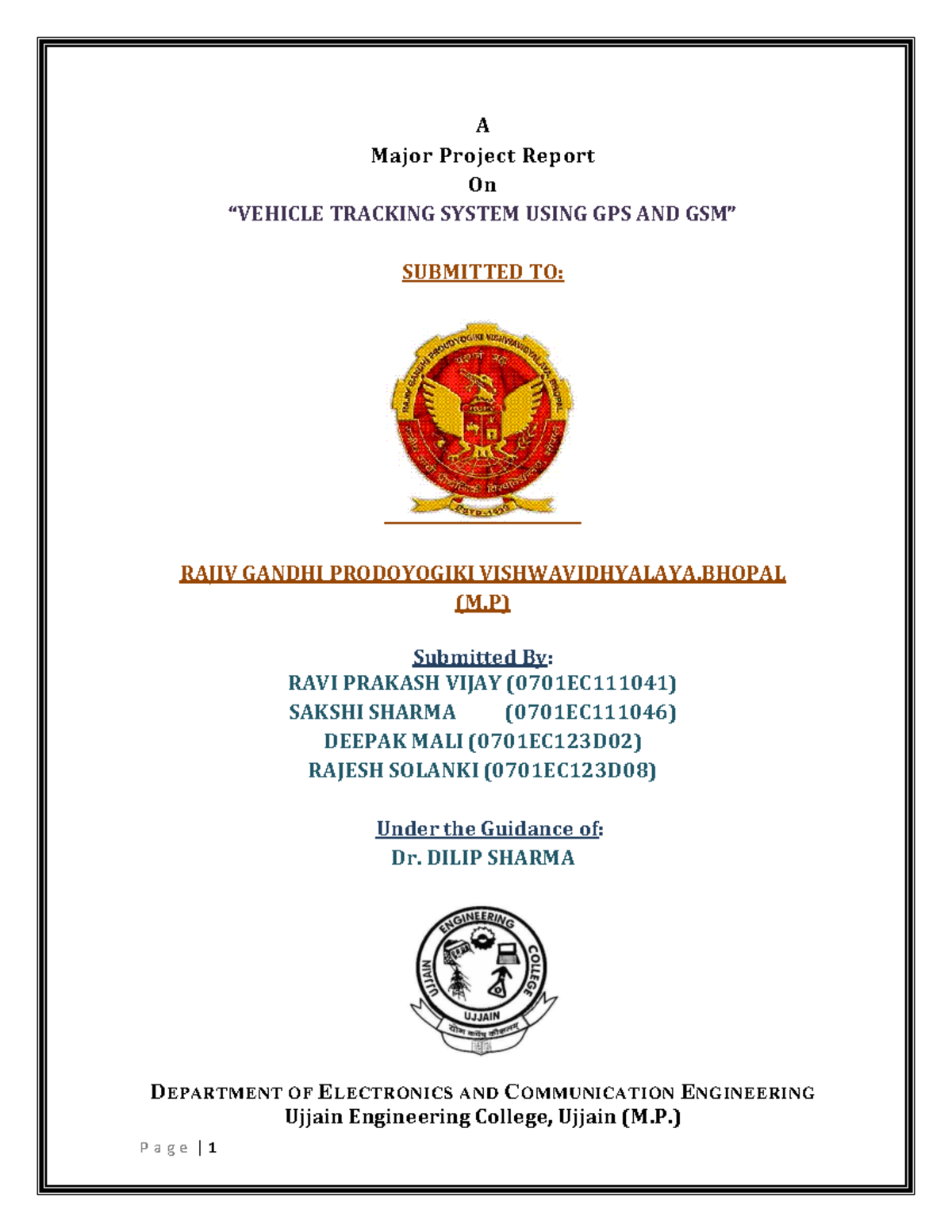 A Major Project Report On Vehicle Tracki - A Major Project Report On ...