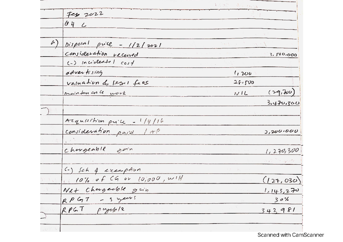 Answer for RPGT tutorial tax317 final exam - Taxation - Studocu