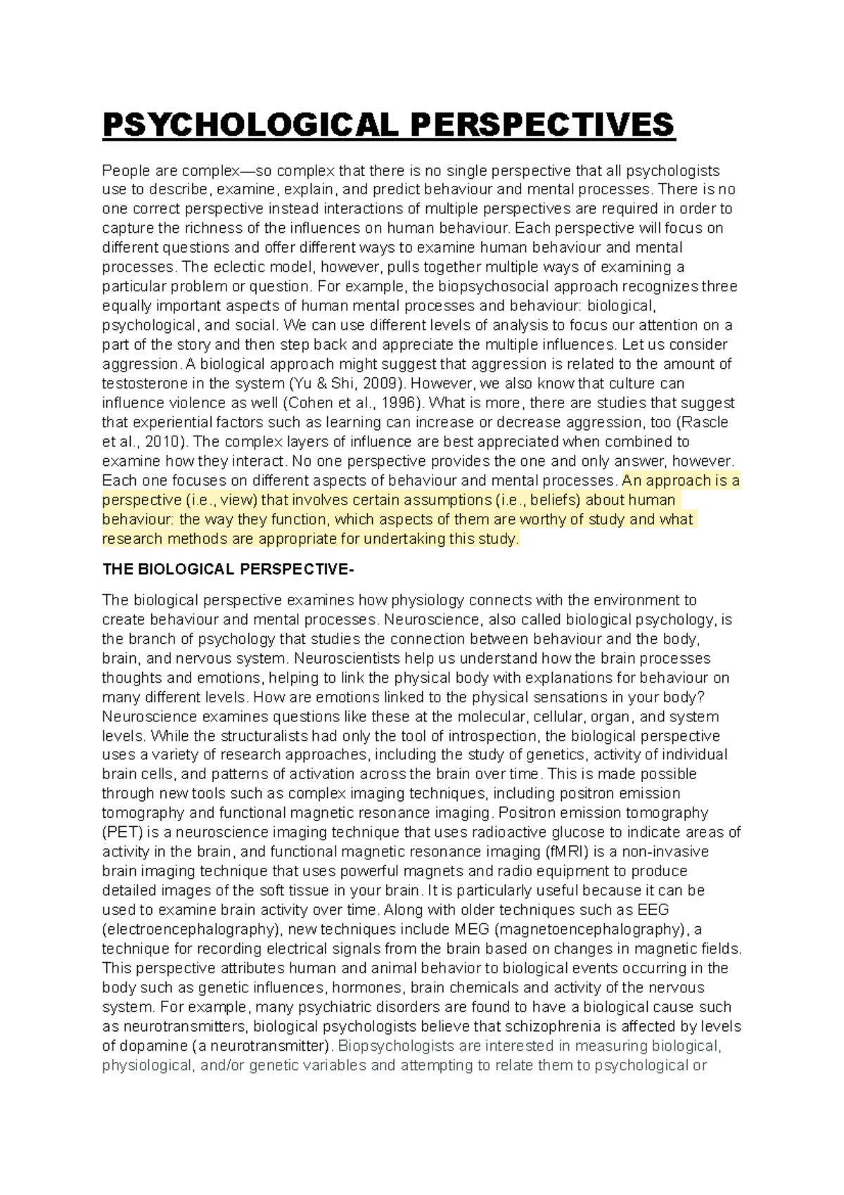 Psychological Perspectives - PSYCHOLOGICAL PERSPECTIVES People are ...