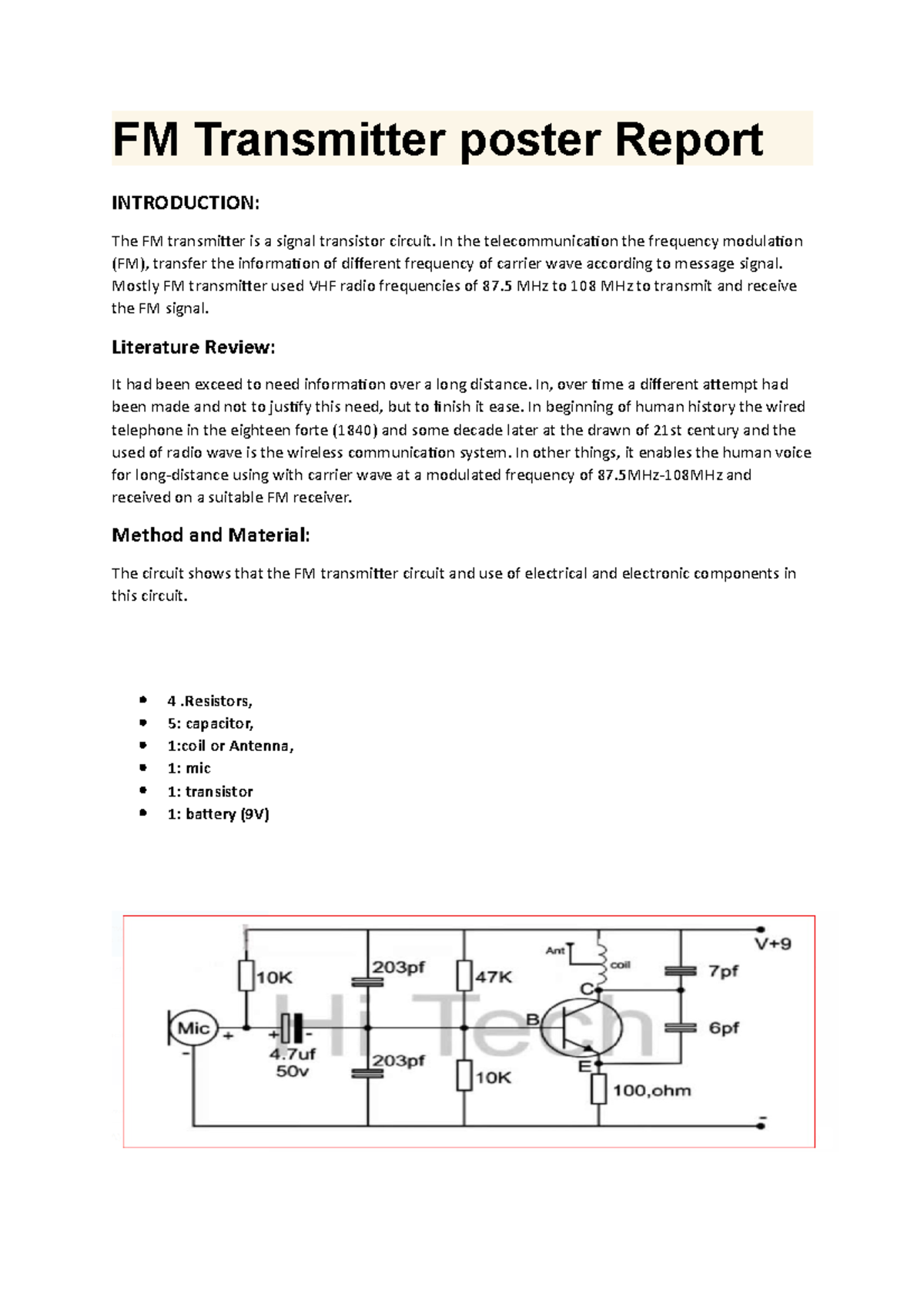 FM Transmitter poster Report - FM Transmitter poster Report ...