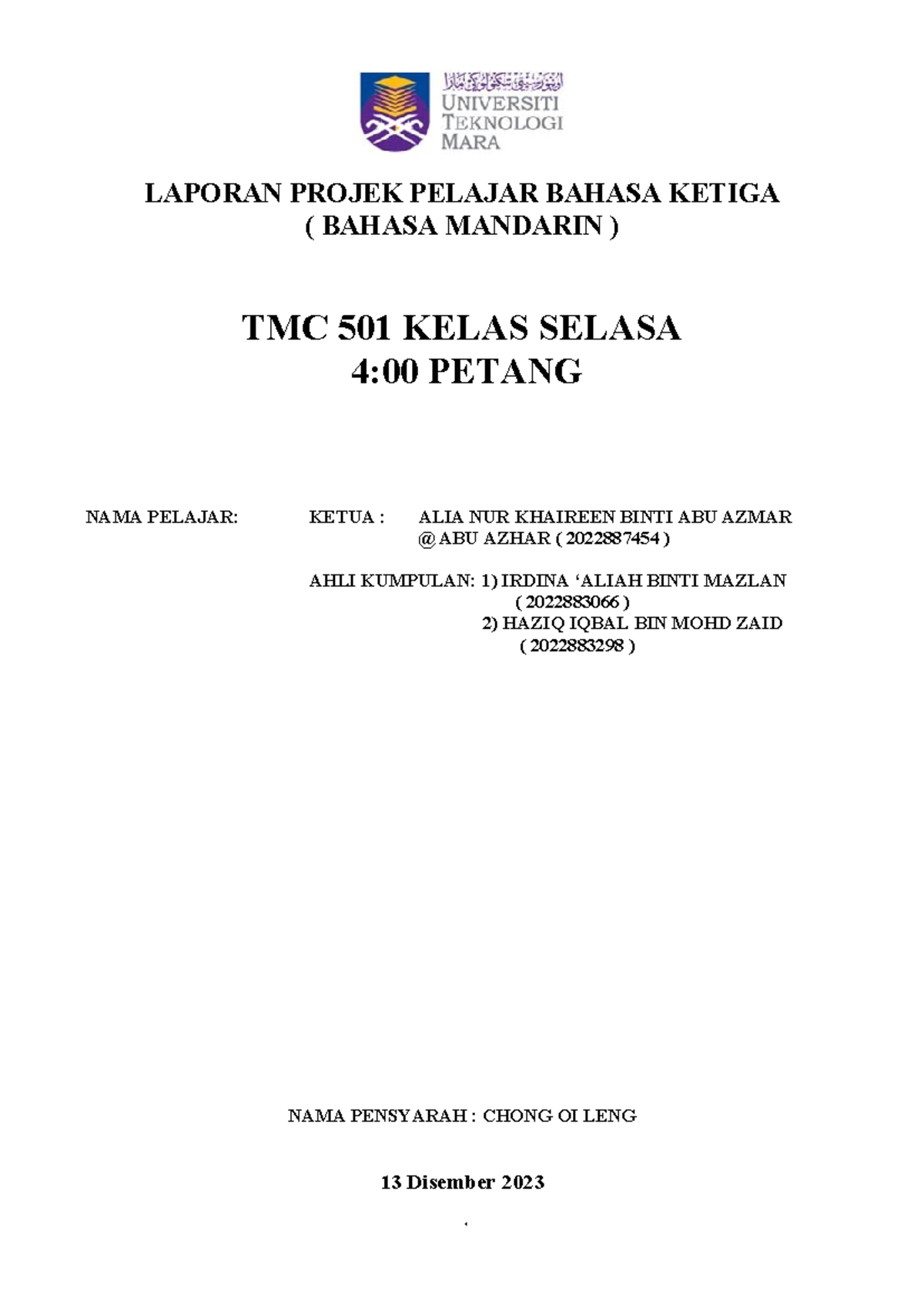 Contoh Format Skrip Role Play PART 3 (F2F) - LAPORAN PROJEK PELAJAR ...