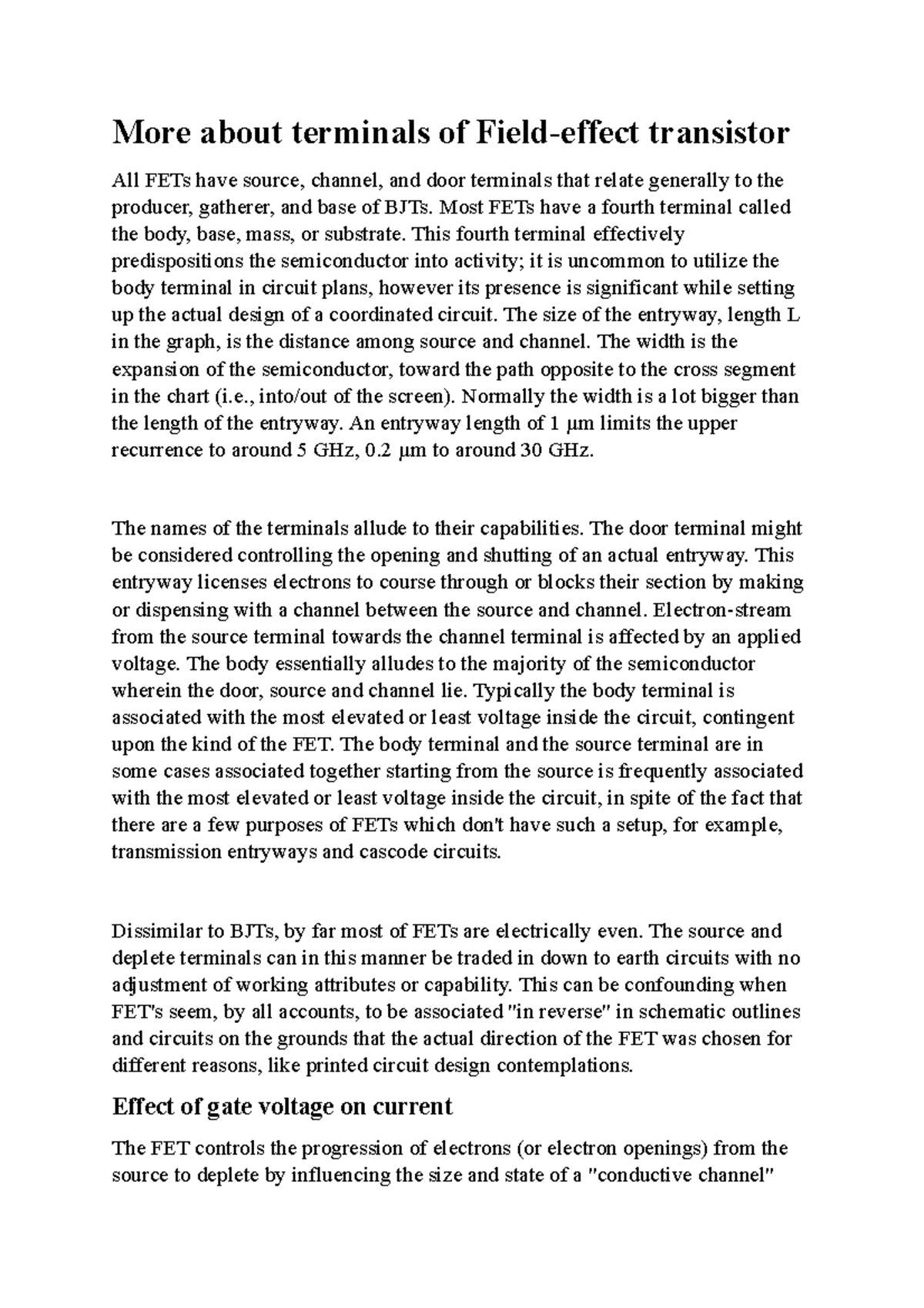 More about terminals of Field - More about terminals of Field-effect ...