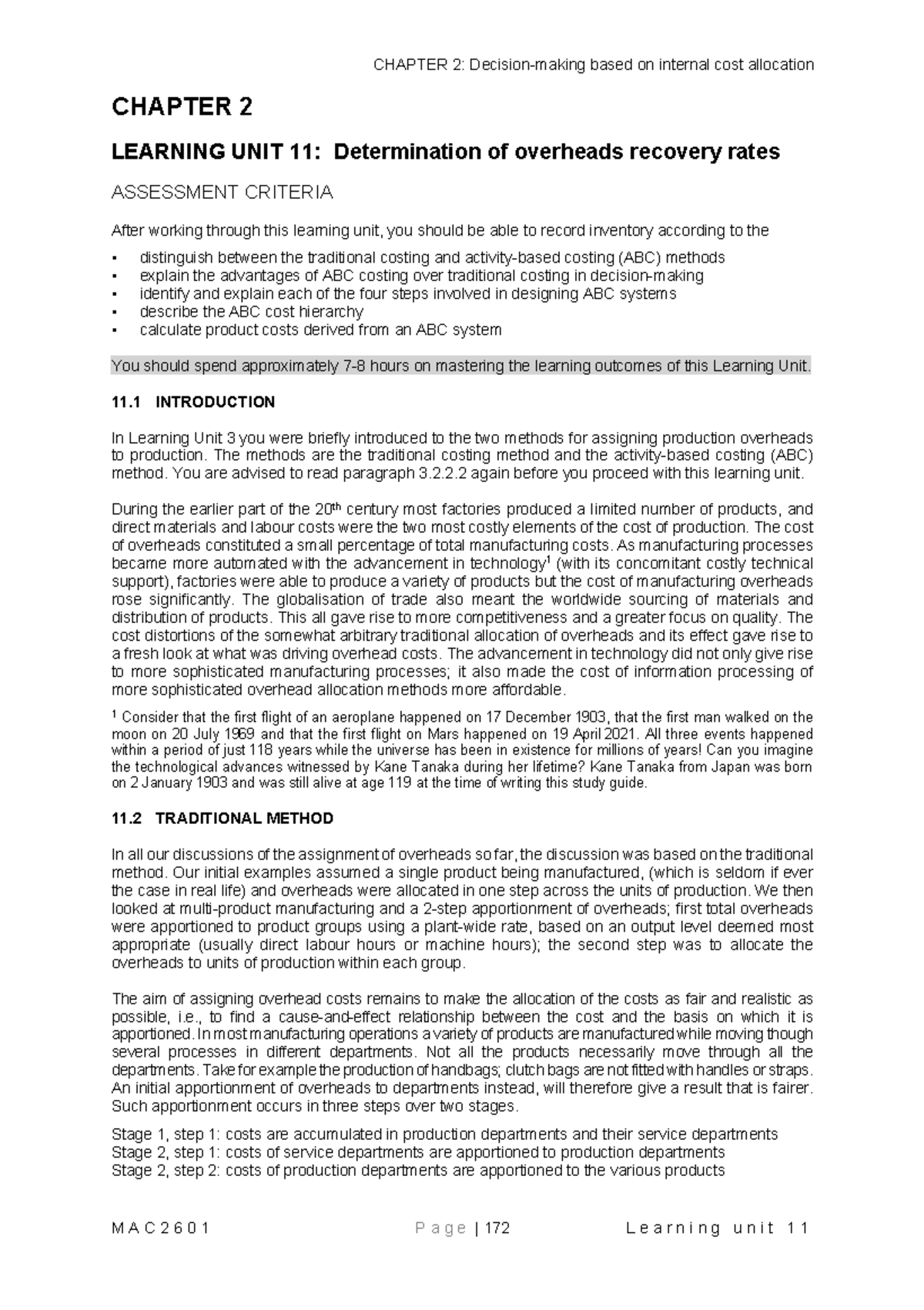 MAC2601 Learning UNIT 11 - CHAPTER 2 LEARNING UNIT 11: Determination of ...