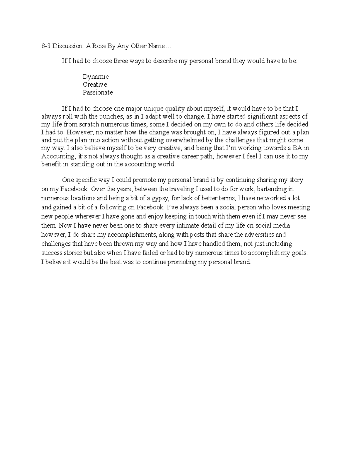 8-3 discussion-A Rose By Any Other Name - 8-3 Discussion: A Rose By Any ...