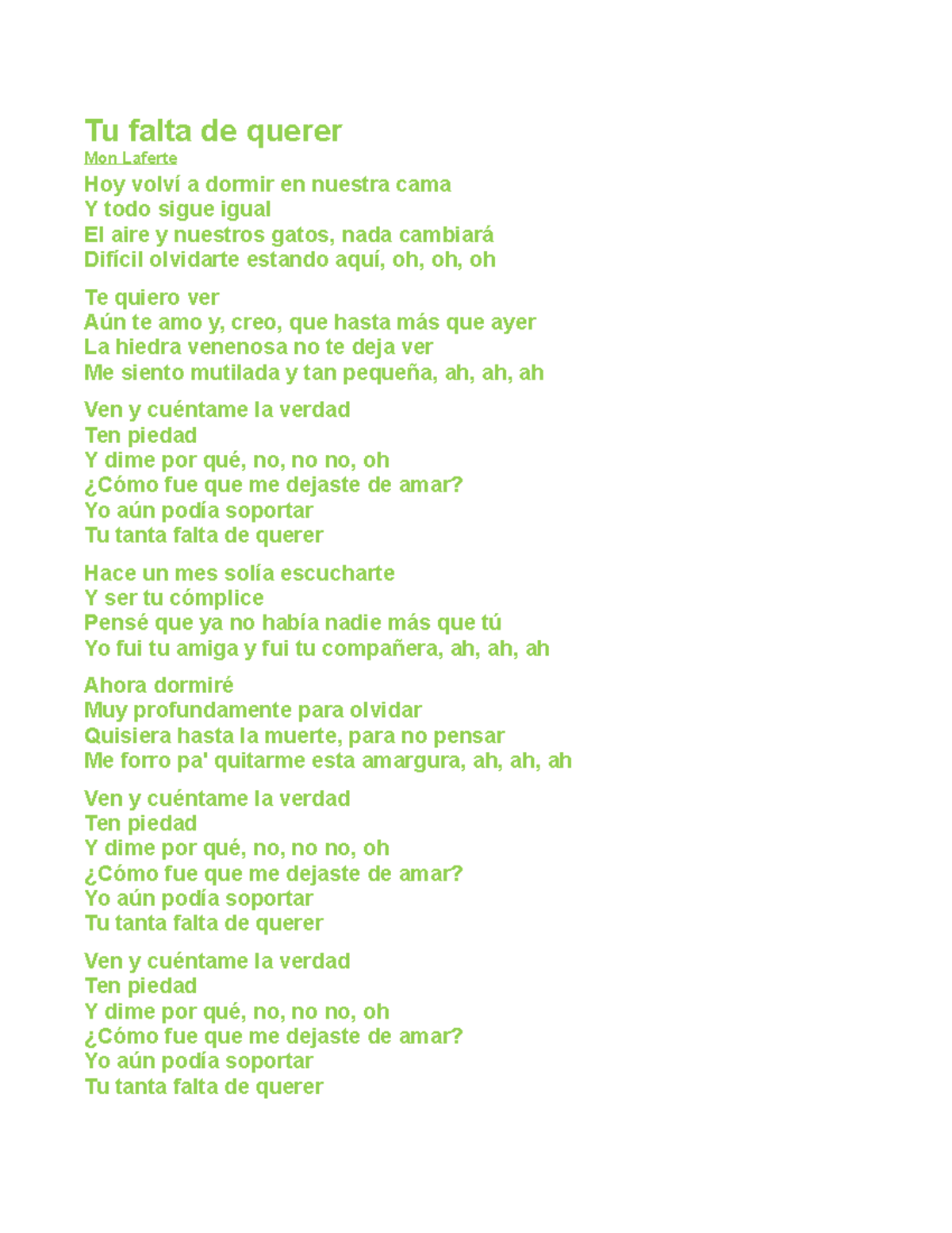 Tu falta de querer - canción - historia de la musica - UAD - Studocu