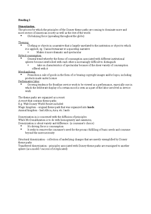 Lecture 1 - GET Disney and the Theme Park World / Lecture 1 Is it ...