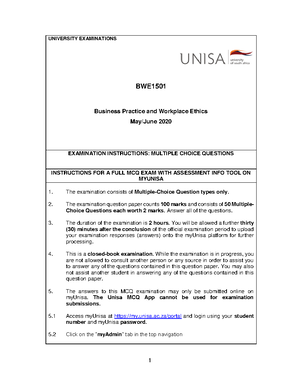 bwe1501 - Unisa - Law - Studocu