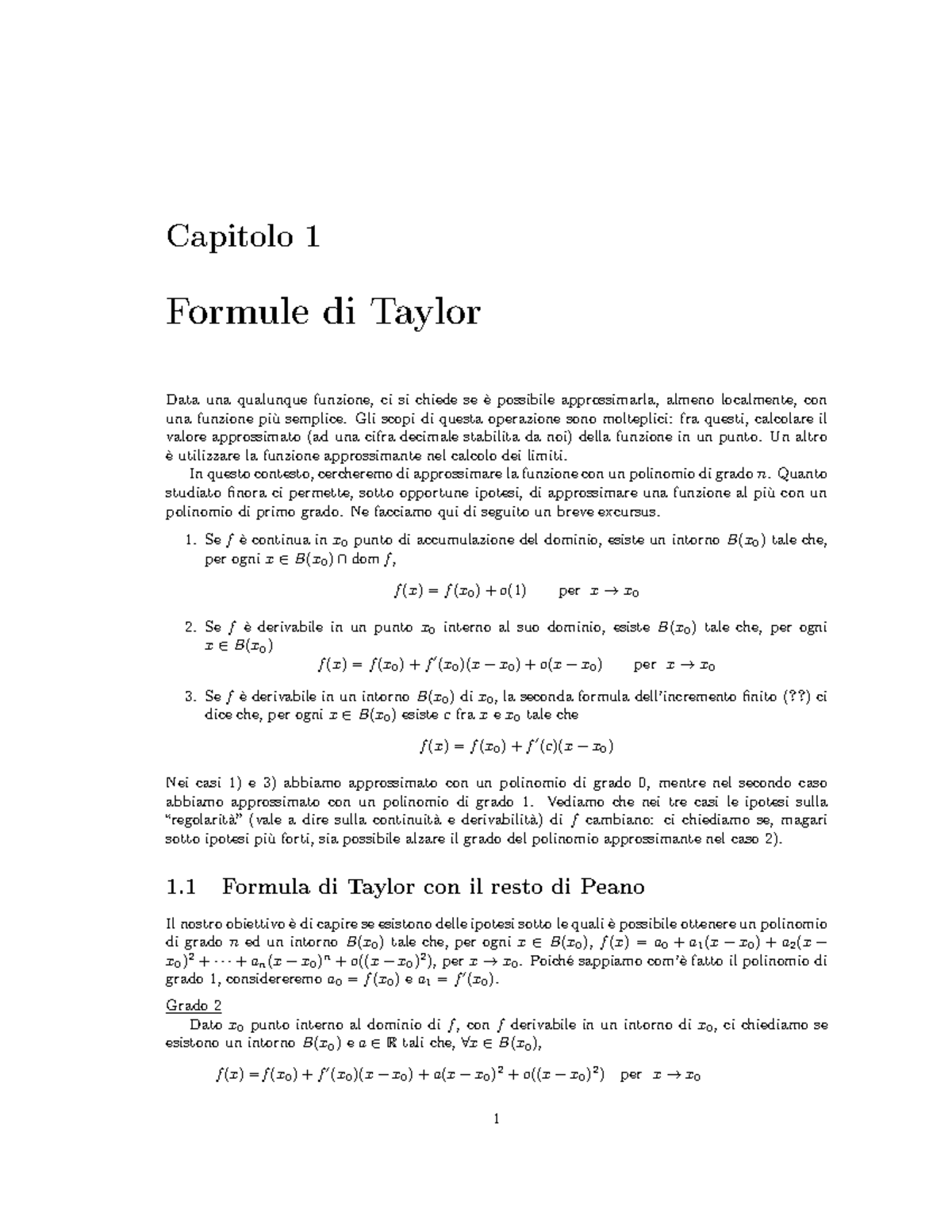 Taylor-corretto - Taylor - Capitolo 1 Formule di Taylor Data una ...