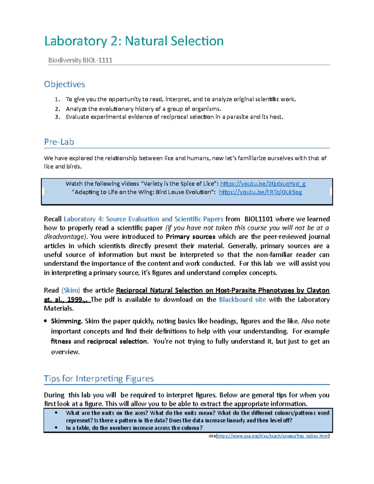 Lab 2 - Natural Selection - Laboratory 2: Natural Selecion Biodiversity ...