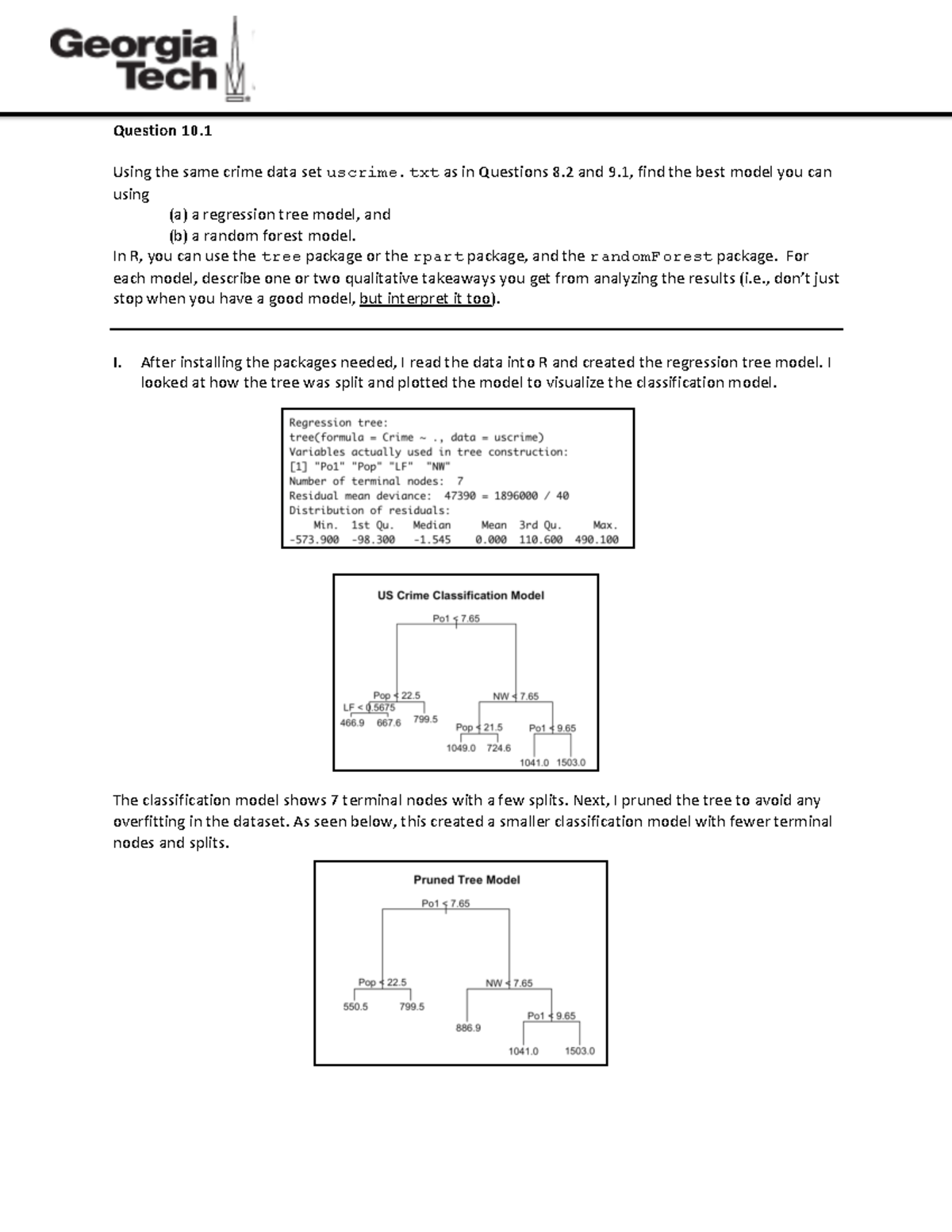 Homework 7 - Question 10. Using the same crime data set uscrime as in ...