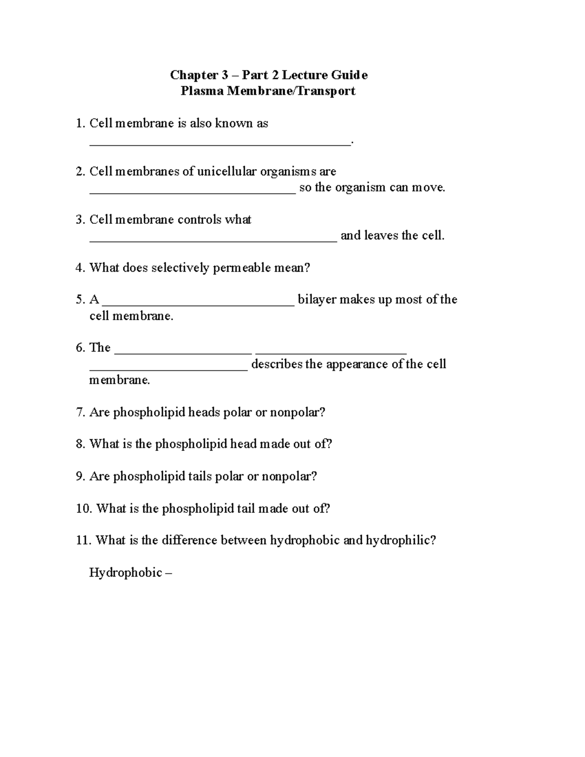 Cell transport lecture guide revised - Chapter 3 – Part 2 Lecture Guide ...