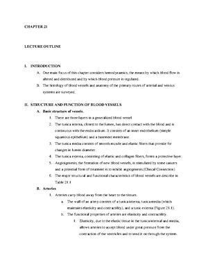 Ch22 outline - It shows everything in the chapter directly - CHAPTER 22 LECTURE OUTLINE I. - Studocu