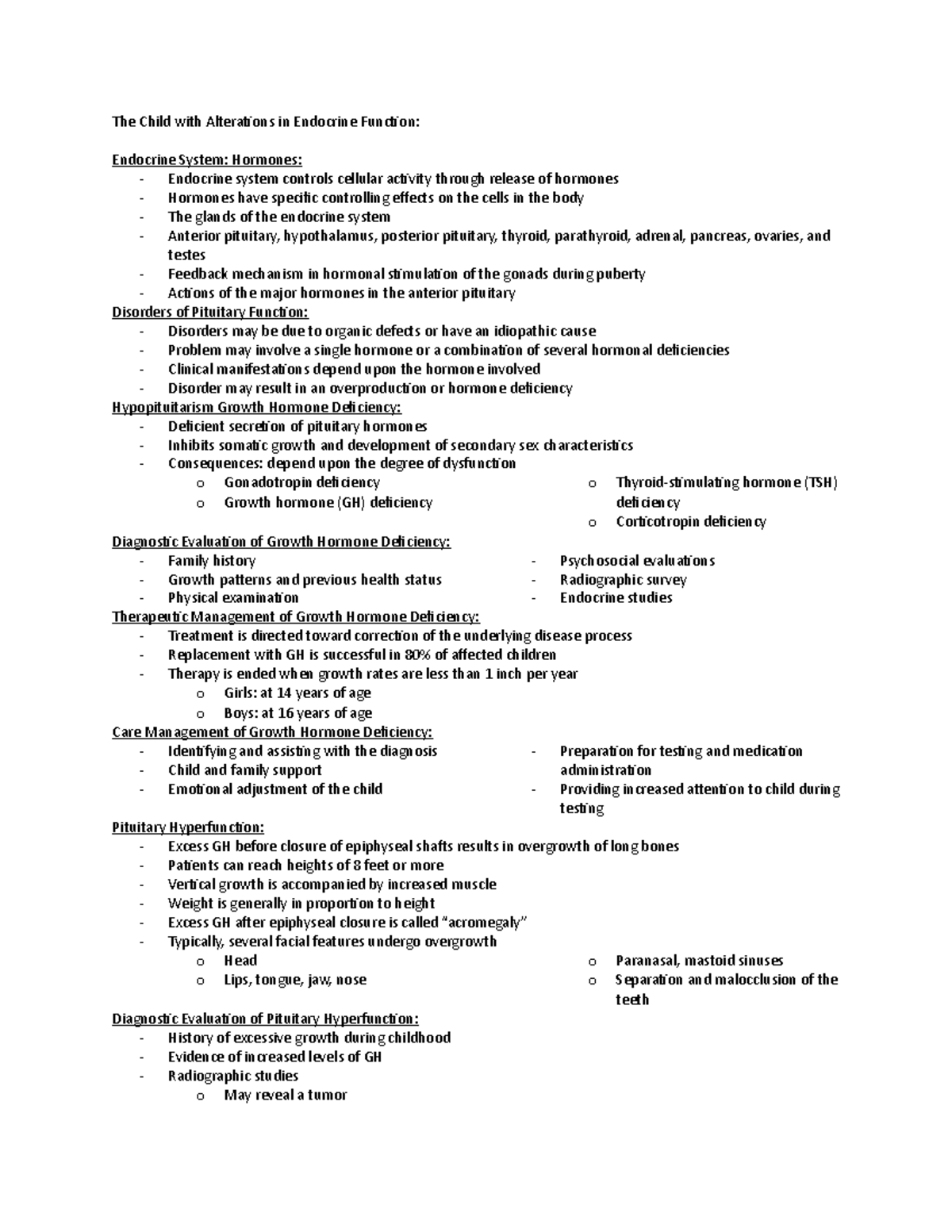 The Child with Alterations in Endocrine Function - The Child with ...