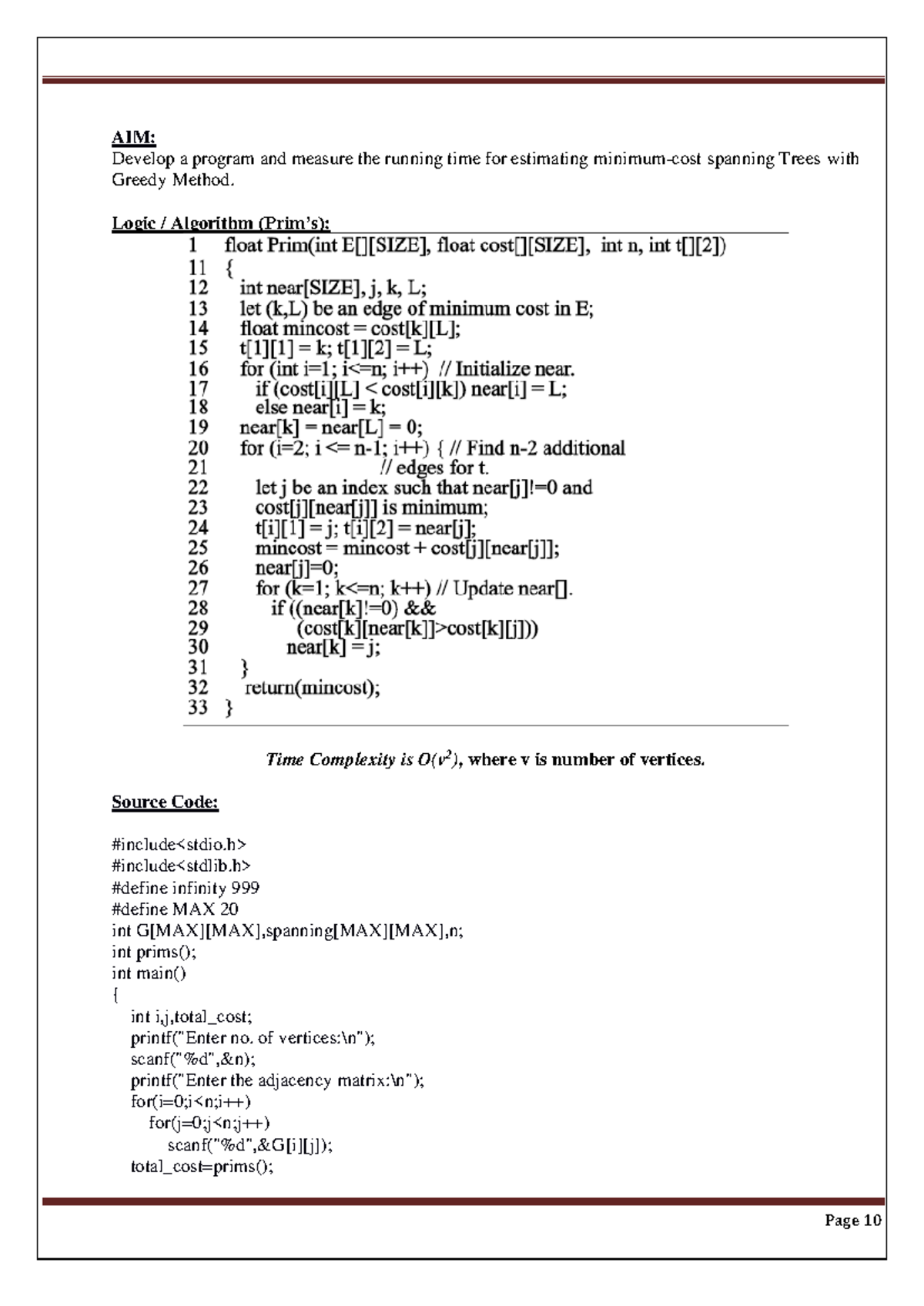 DAA LAb - Daa notes - EXPERIMENT- 4 AIM: Develop a program and measure ...