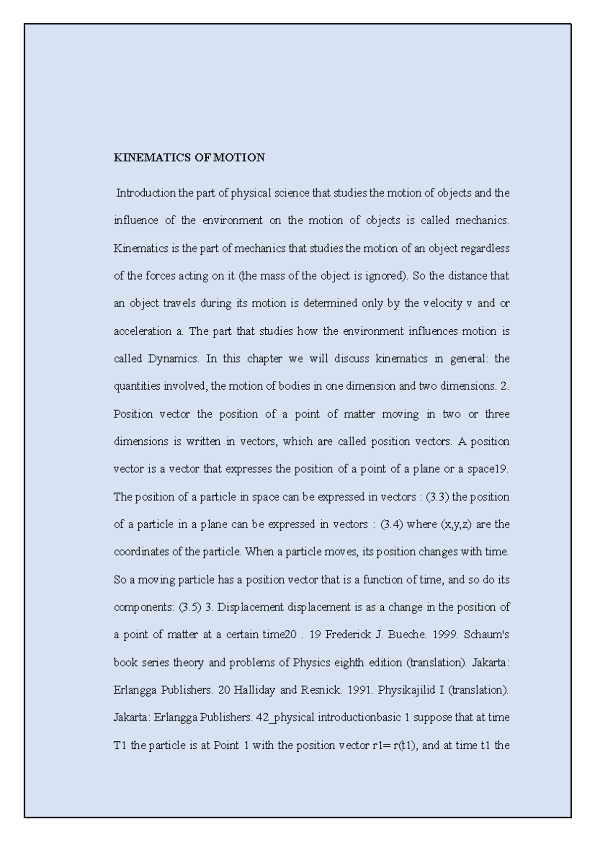 Study Notes - Kinematics OF Motion - KINEMATICS OF MOTION Introduction ...