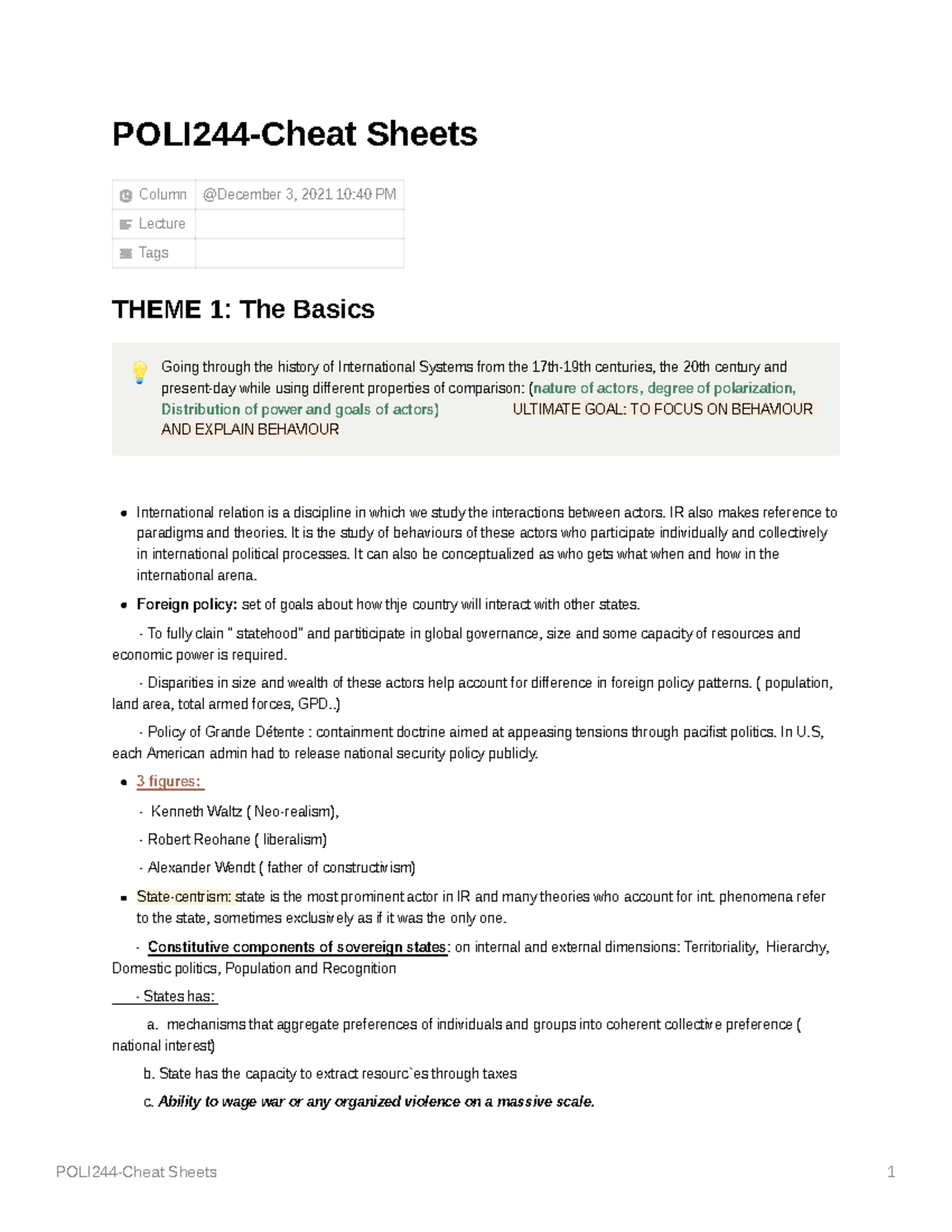 POLI244-Cheat Sheets - summaries of all subtopics viewed in class ...