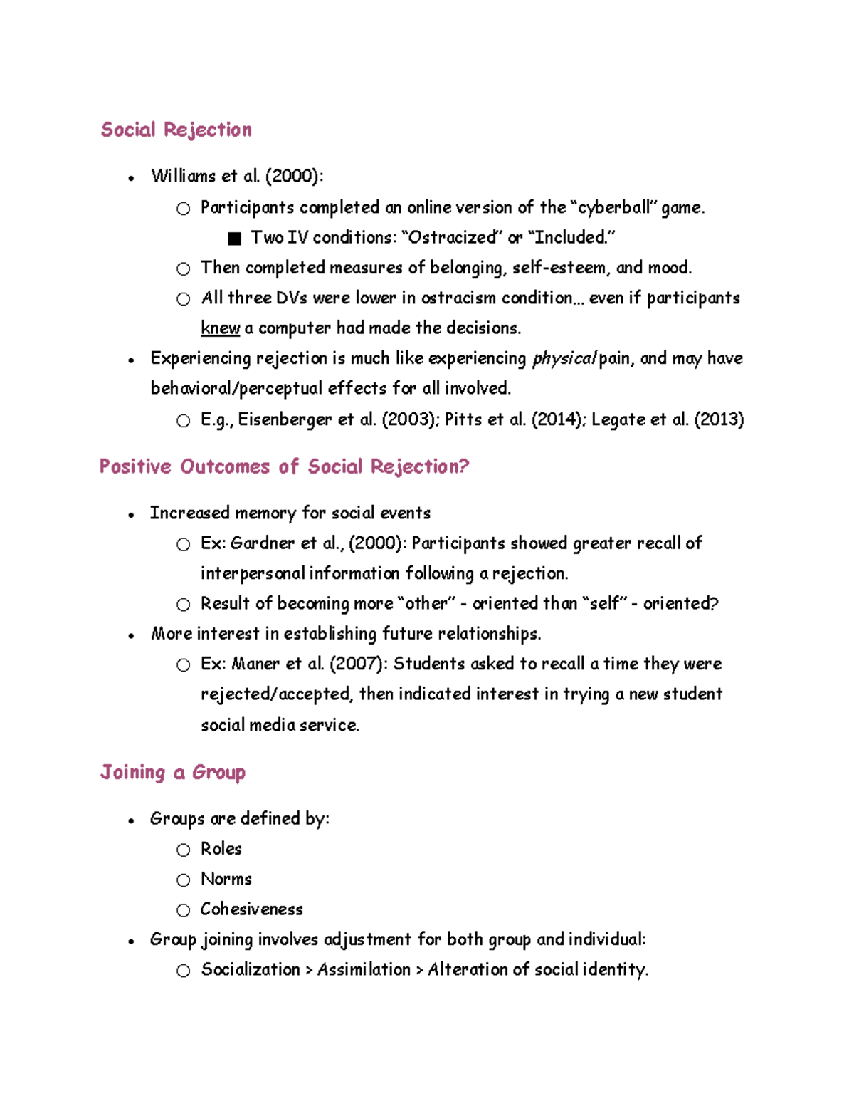 Social Rejection and Group Behavior - Social Rejection Williams et al ...