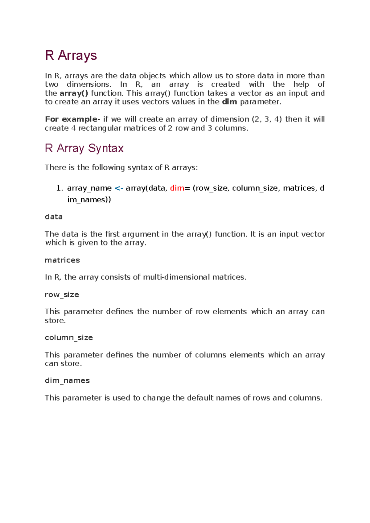 Array - good - R Arrays In R, arrays are the data objects which allow ... Array - good - R Arrays In R, arrays are the data objects which allow ...