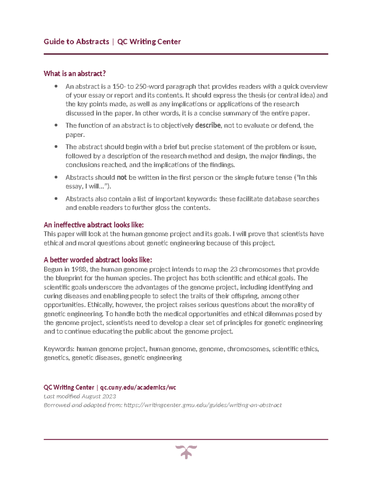 Guide to Abstracts QCWC - Guide to Abstracts | QC Writing Center What ...