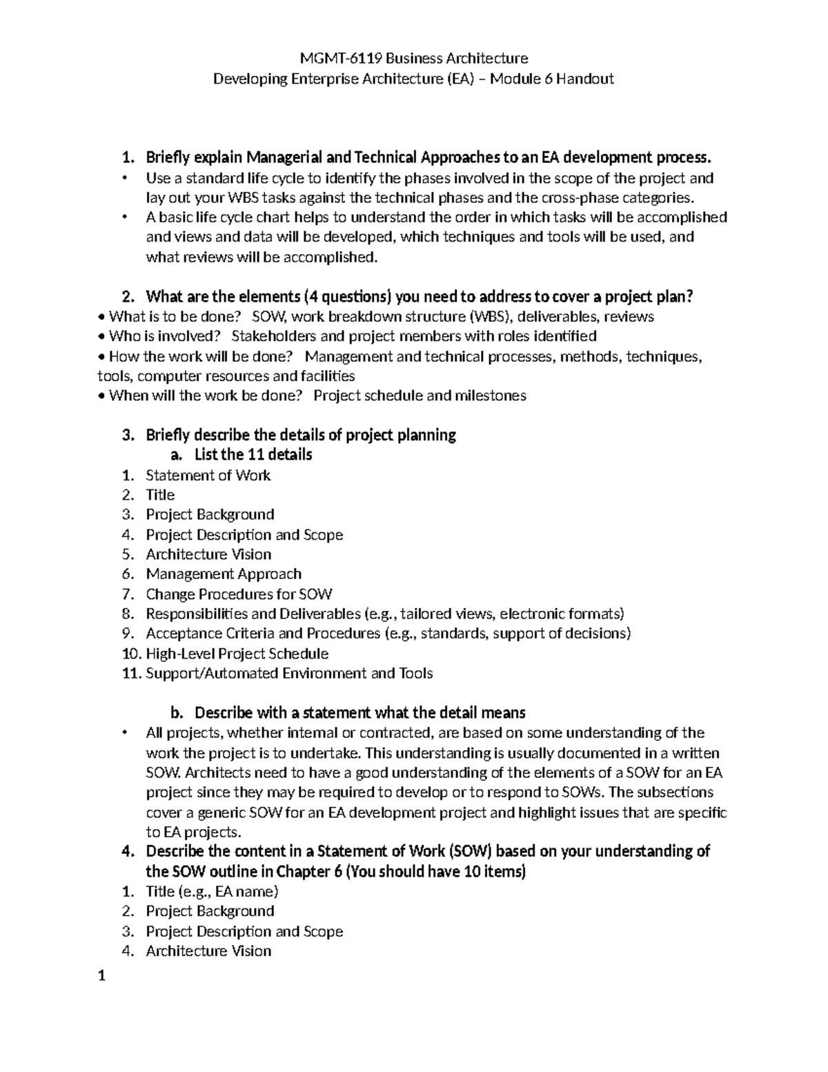 Developing EA Handout - nil - Developing Enterprise Architecture (EA ...