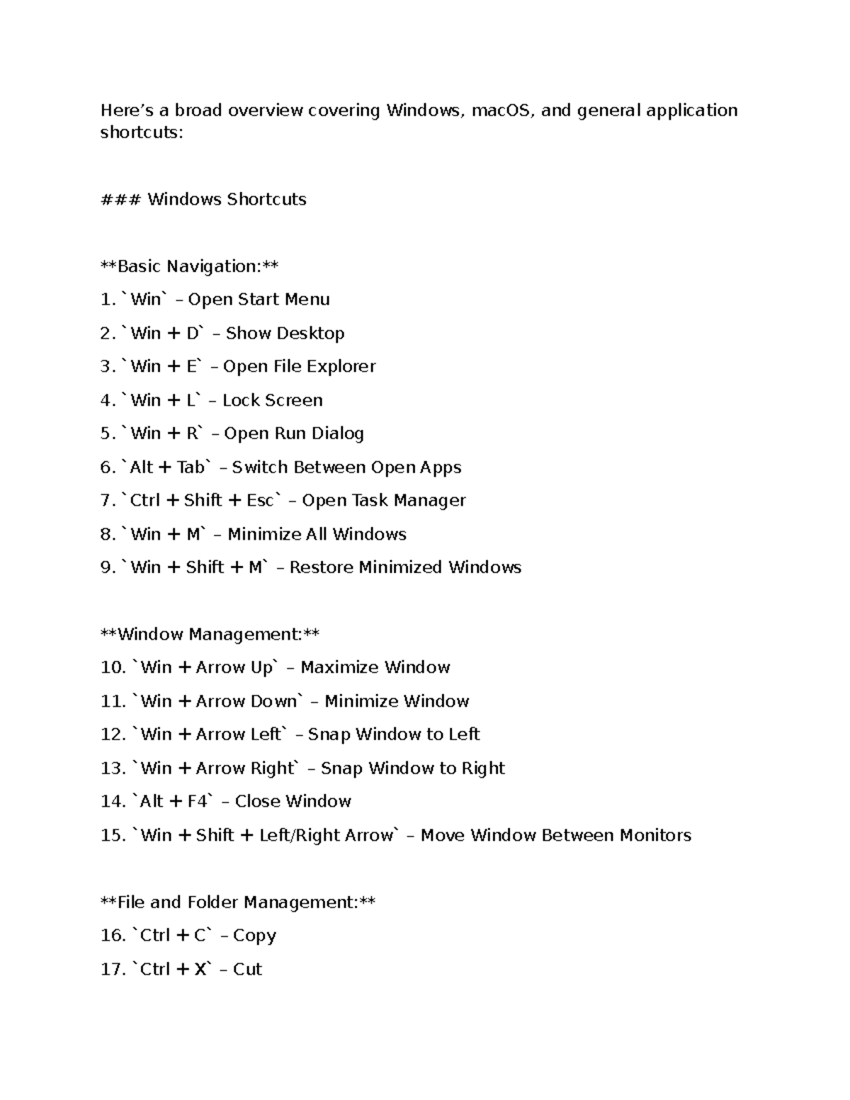 Computer shortcuts - Here’s a broad overview covering Windows, macOS ...
