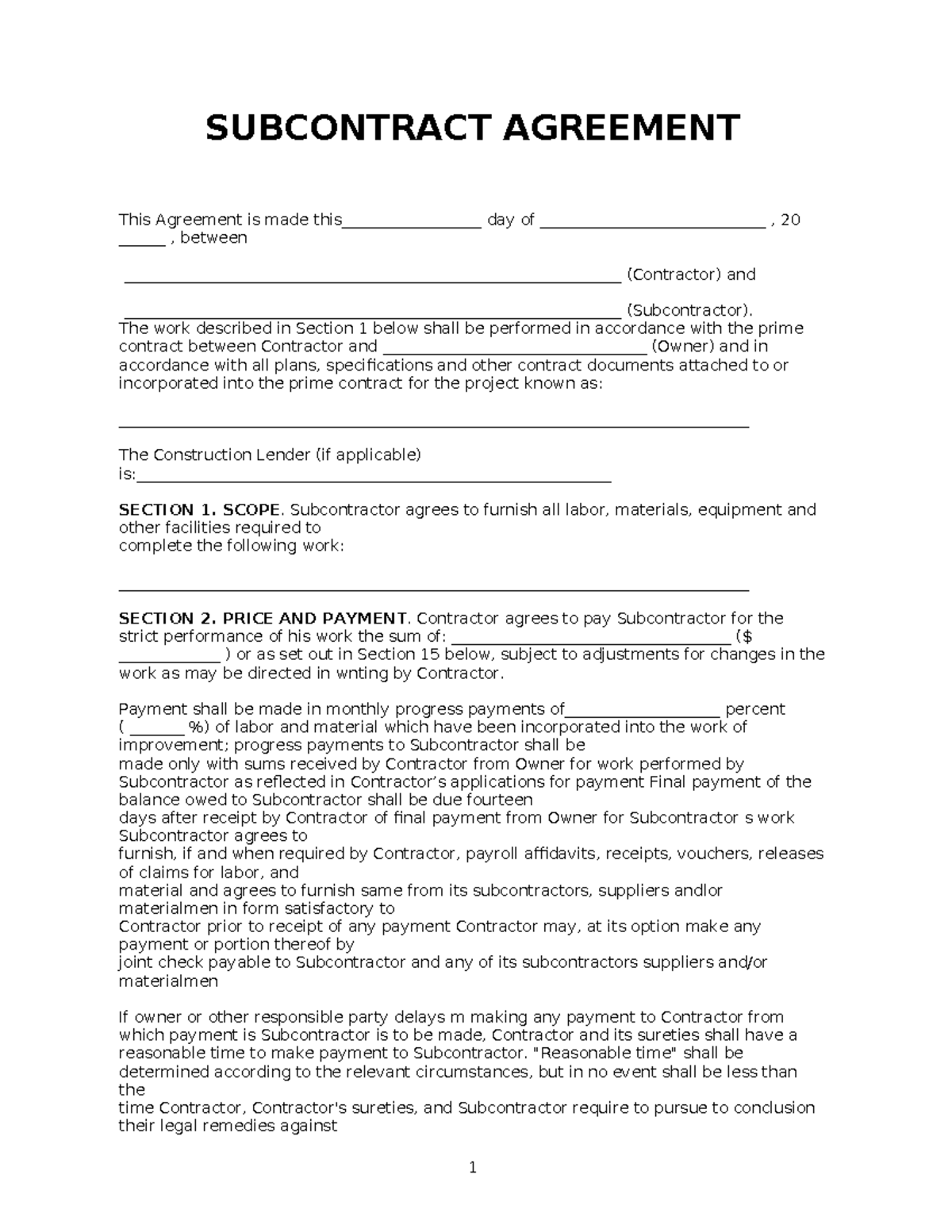 Subcontractor-Agreement-02 - SUBCONTRACT AGREEMENT This Agreement is ...