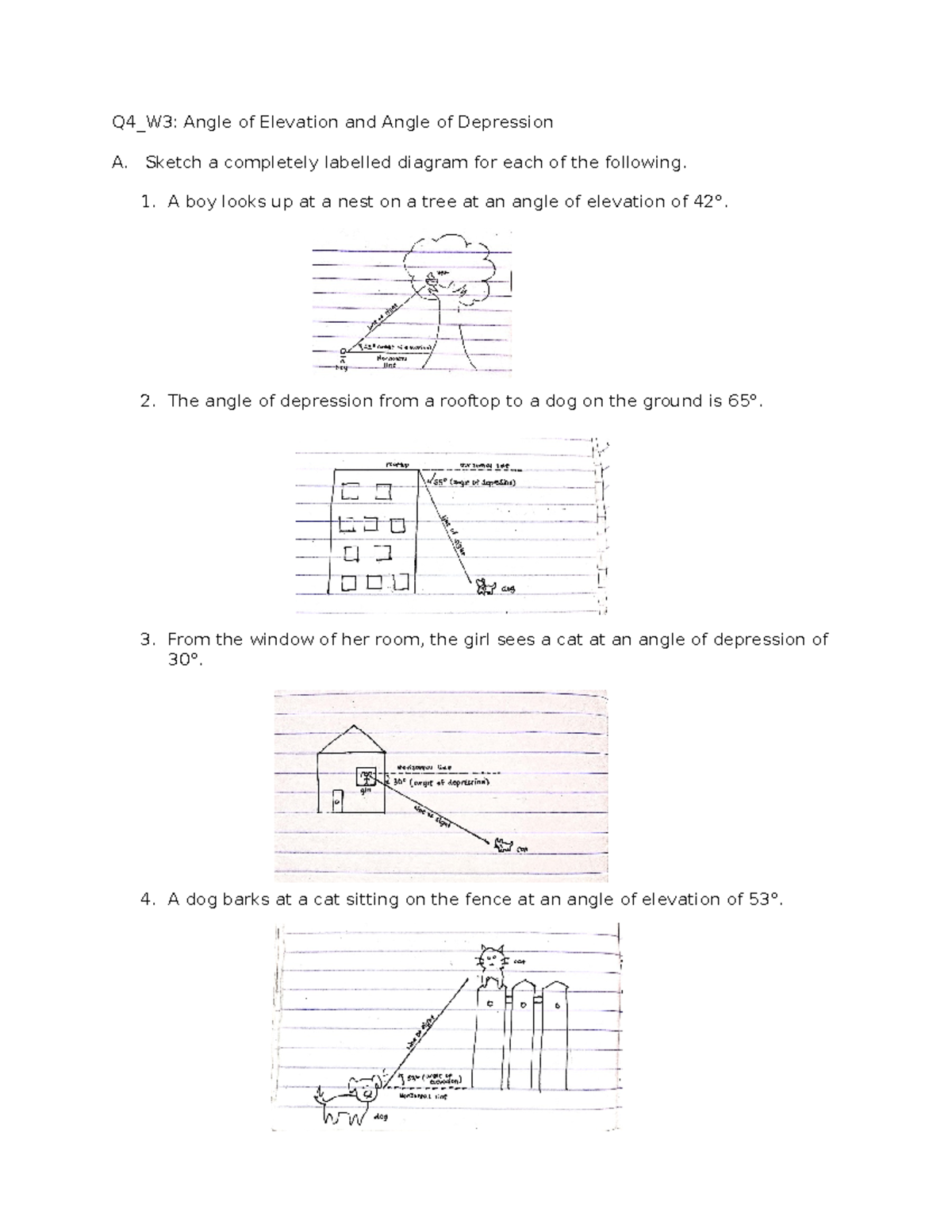 Math 9A Q4 Q3 Final Activity - Q4_W3: Angle of Elevation and Angle of ...