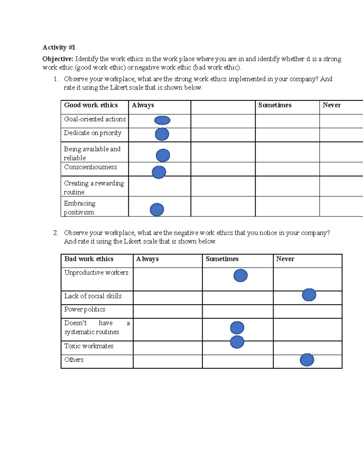 Learning Activity 1 Reflection - Activity # Objective: Identify the ...