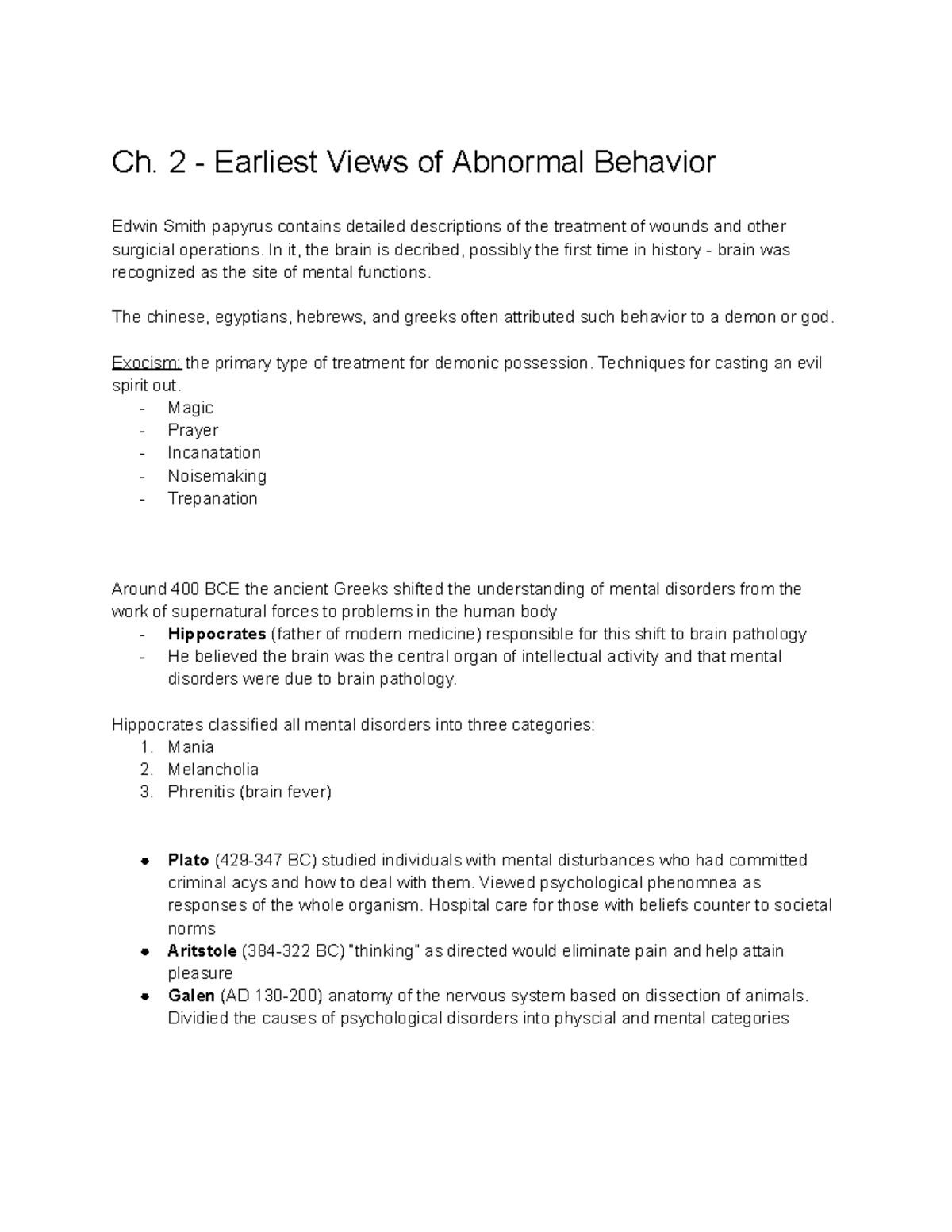 Untitled document-3 - Abnormal Psych - Ch. 2 - Earliest Views of ...