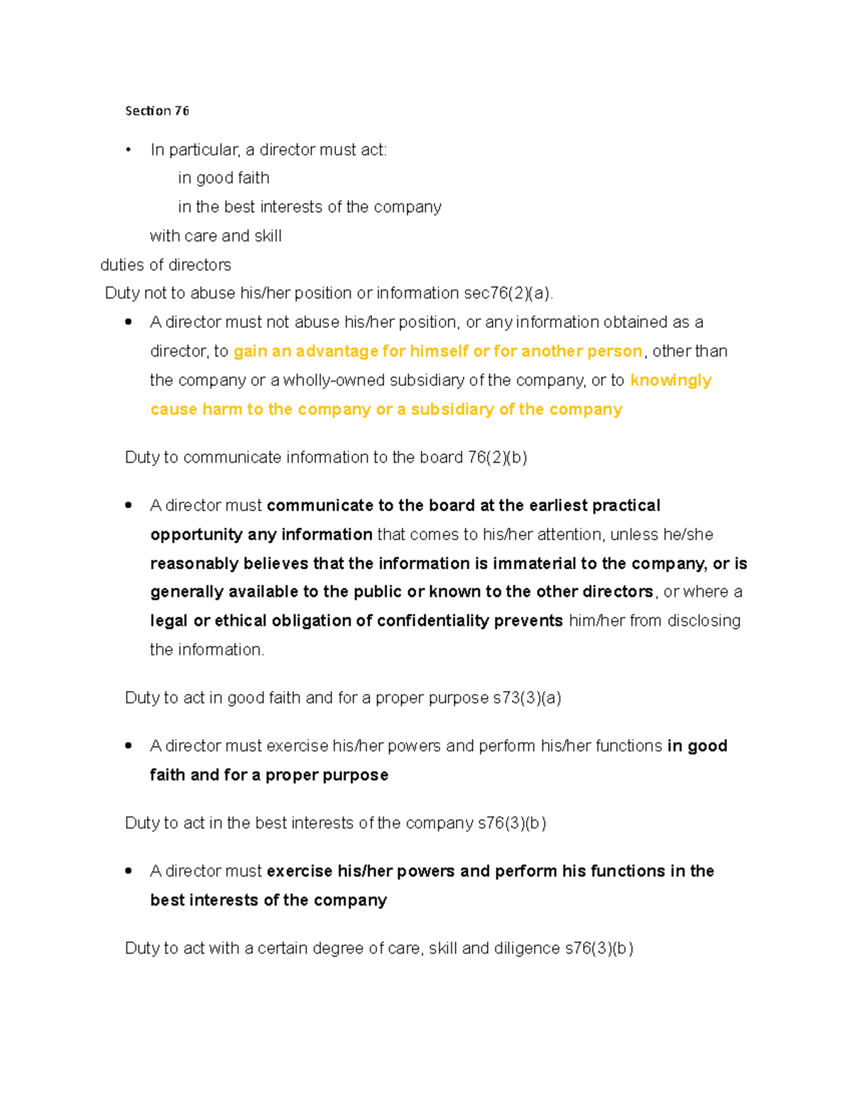 Section 76 - this is the summary of the duties and appointment of the ...