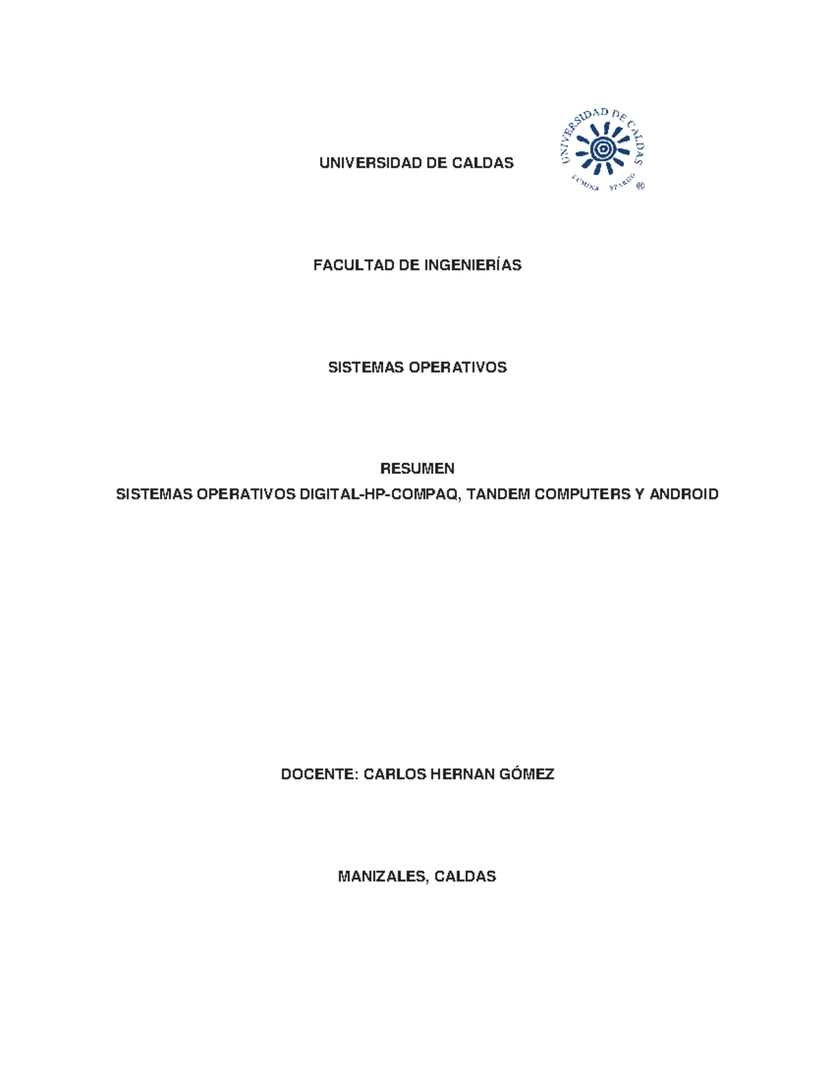 SOs Digital-HP- Compaq, Tandem Computers, Android - UNIVERSIDAD DE ...