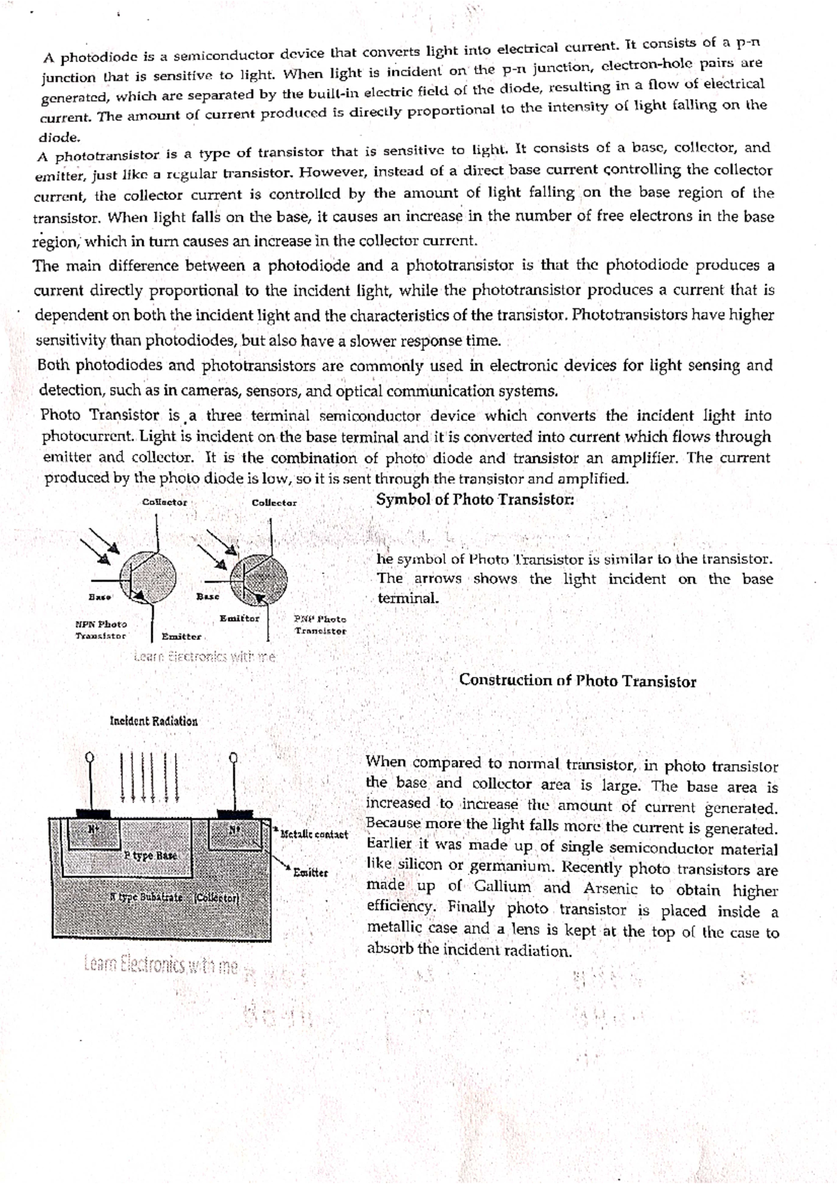 Photo transistor - A photodiode is a semiconductor device that converts ...