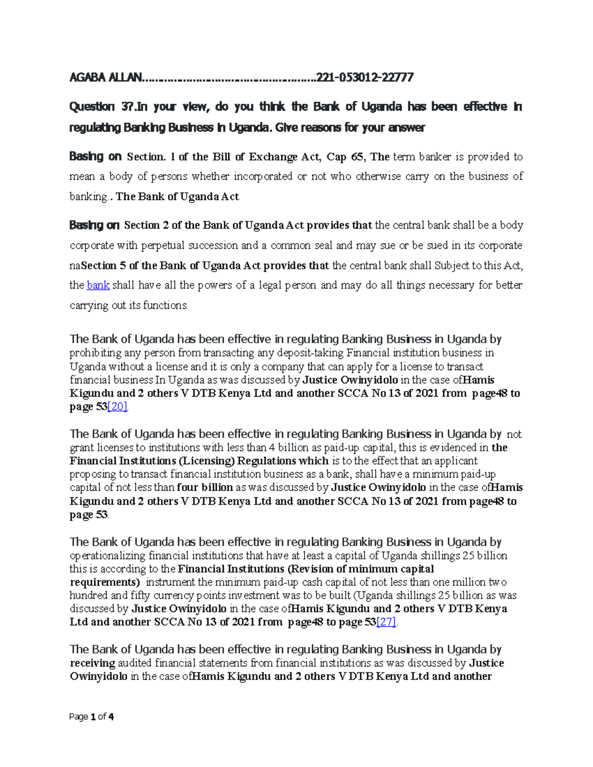 2638 law of banking - AGABA ALLAN......................................................-053012 ...