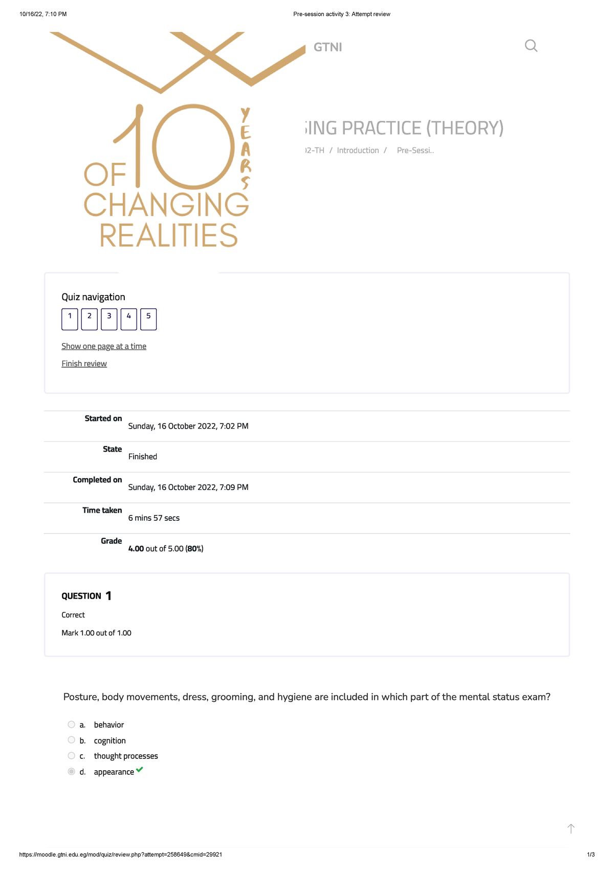 Pre-session activity 3 Attempt review - 10/16/22, 7:10 PM Pre-session ...