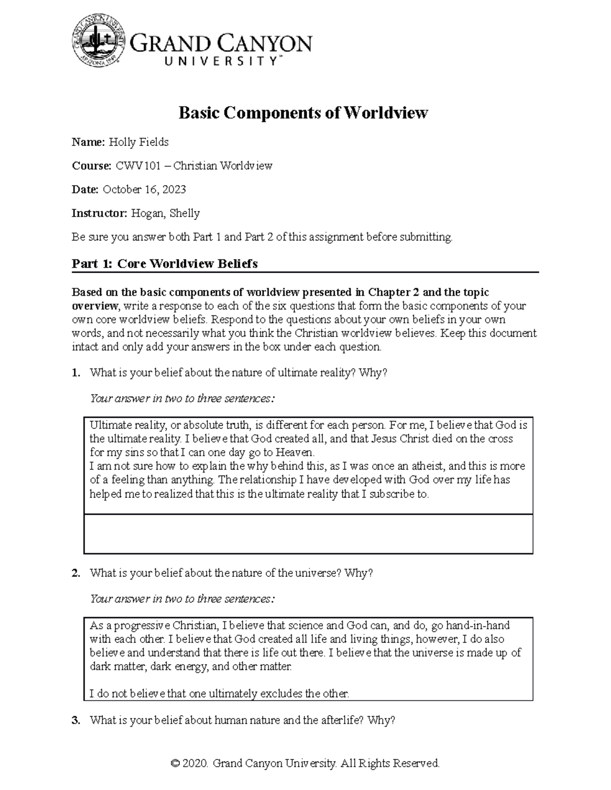 Fields - CWV101 - Basic Components of Worldview - Basic Components of ...