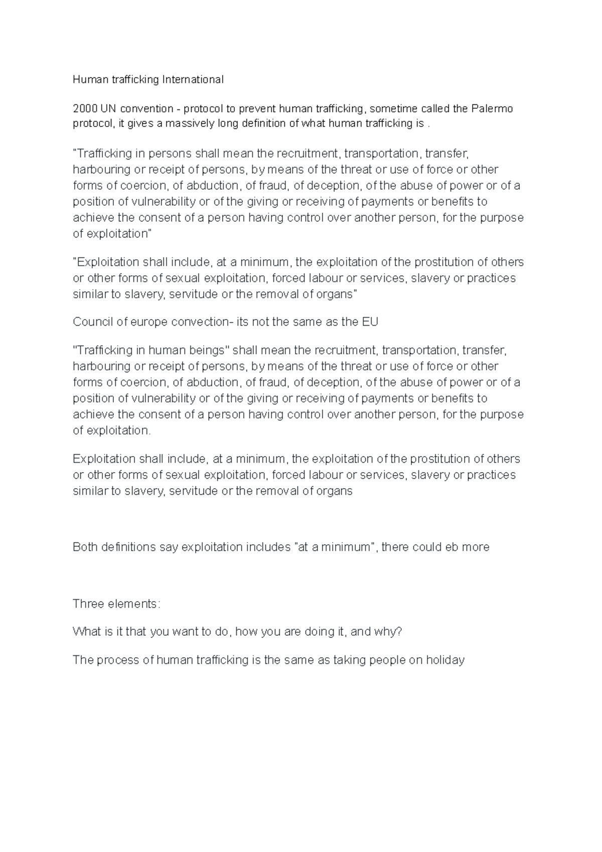 Human trafficking Lecture Notes - Human trafficking International 2000 ...