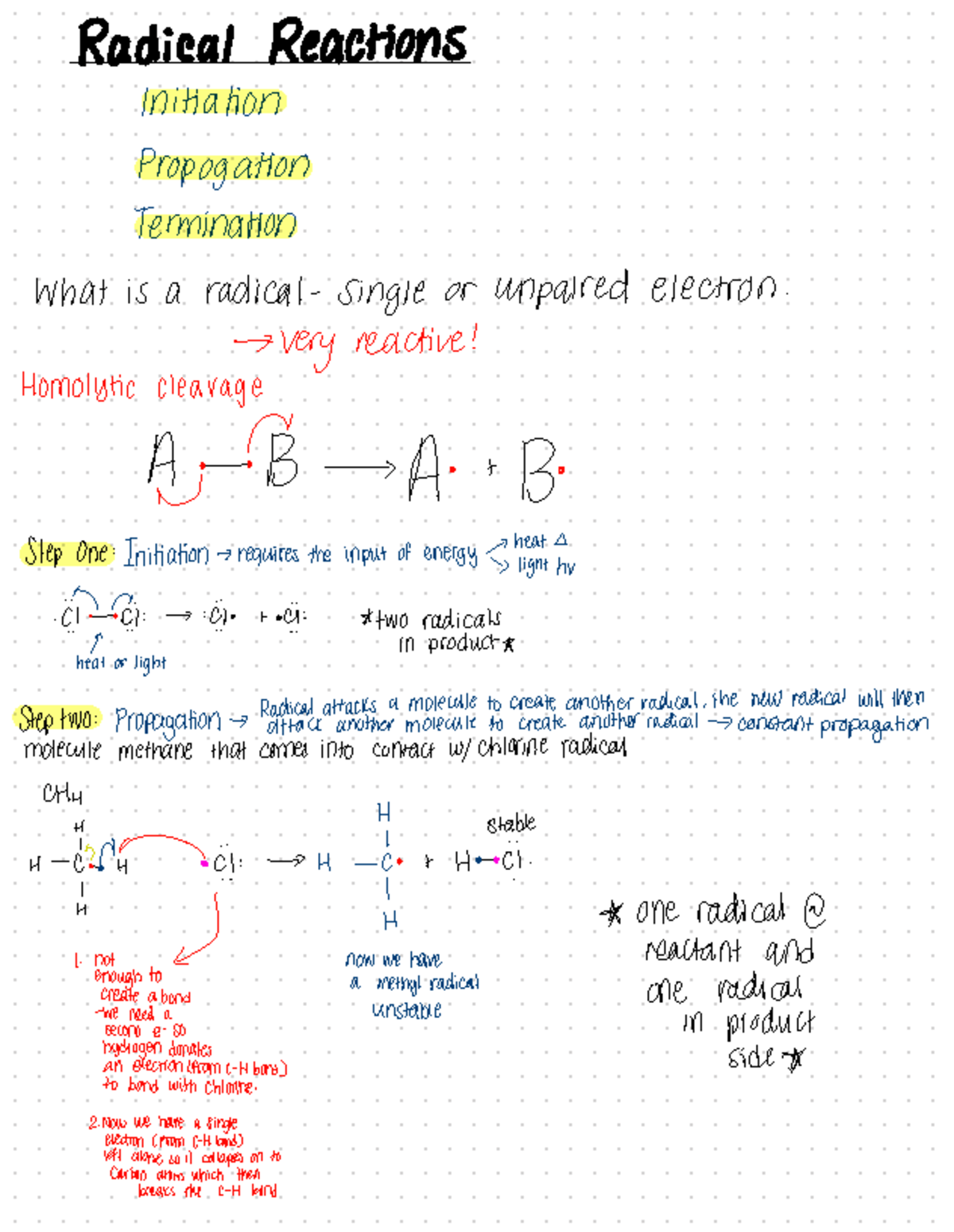 Radical Reactions - Radical Reactions Initiation Propagation Te r m i n ...
