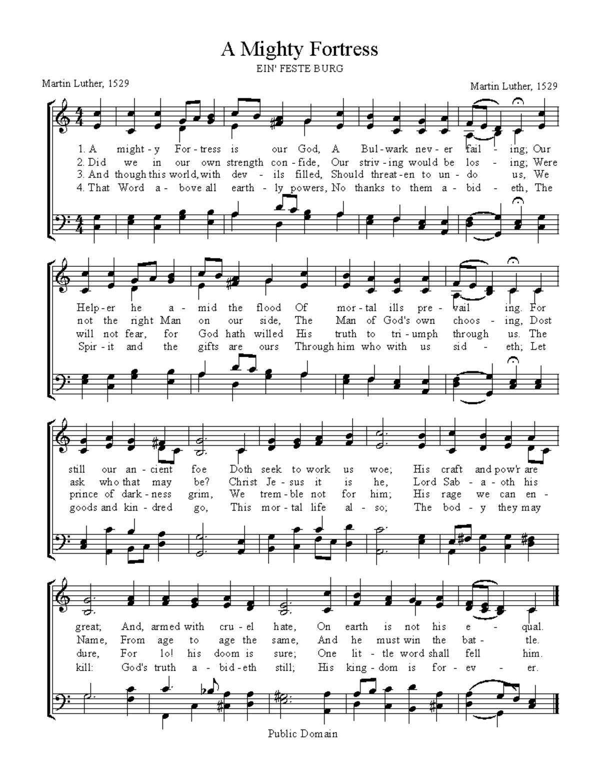 A-Mighty-Fortress - hymn - Martin Luther, 1529 Martin Luther, 1529 EIN ...