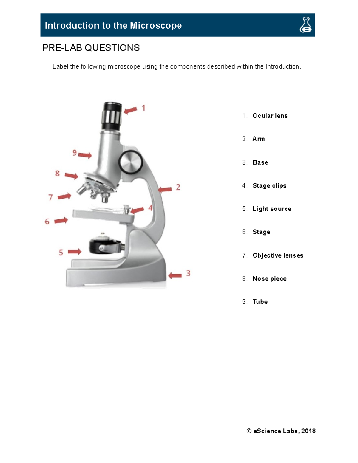 BIO101L Introduction to the Microscope Workbook-1 - PRE-LAB QUESTIONS ...