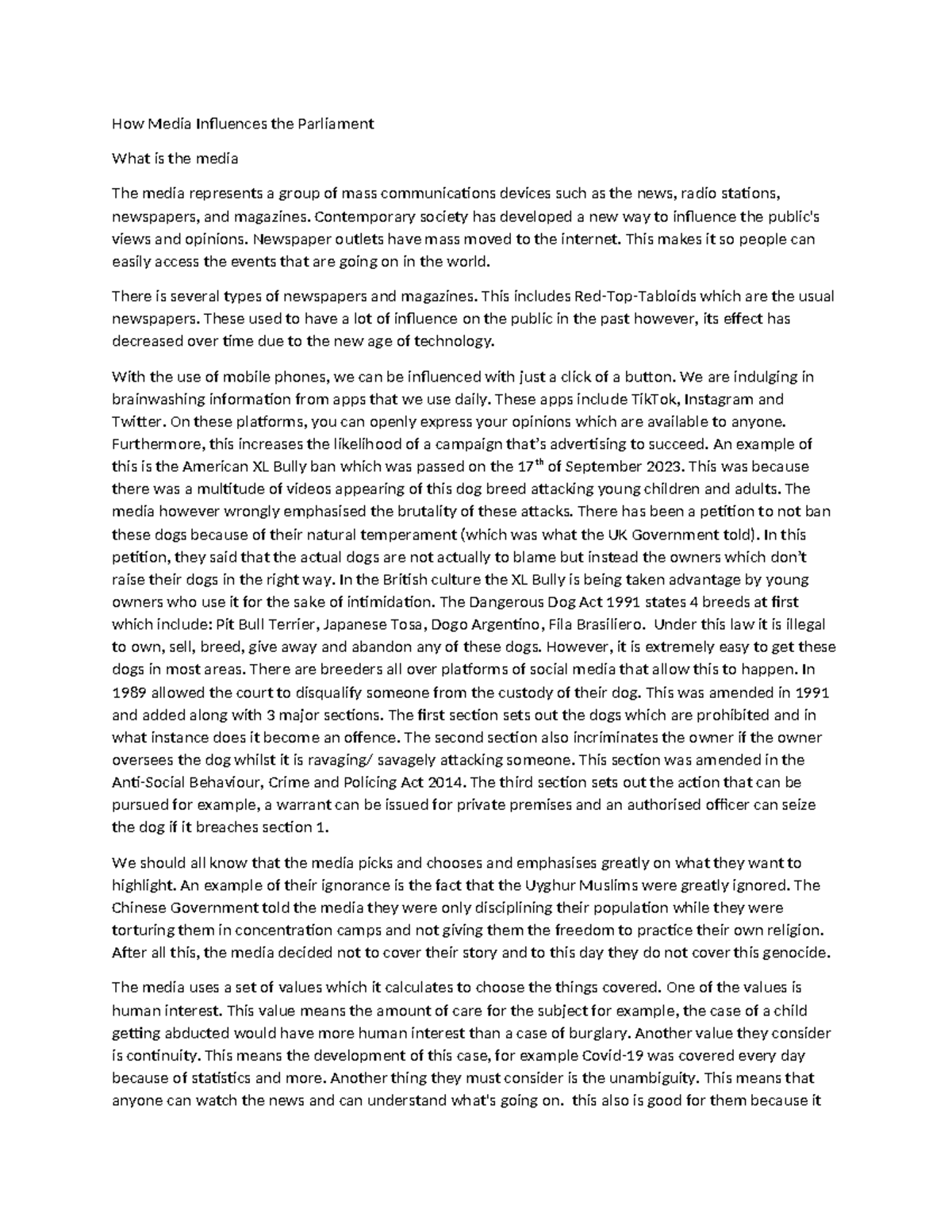 How Media Influences The Parliament - Contemporary society has ...