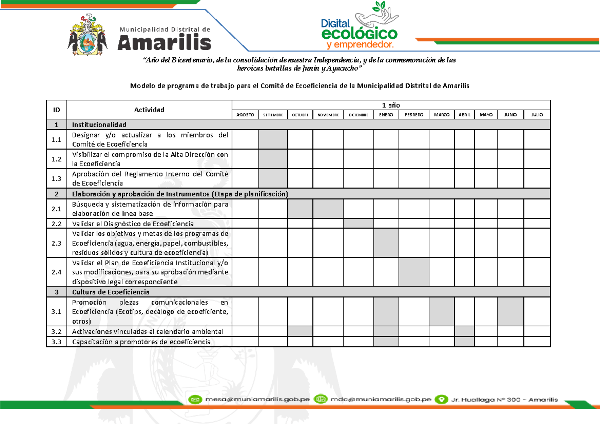Anexo 6 . Programa de trabajo del Comité de Ecoeficiencia - “Año del ...