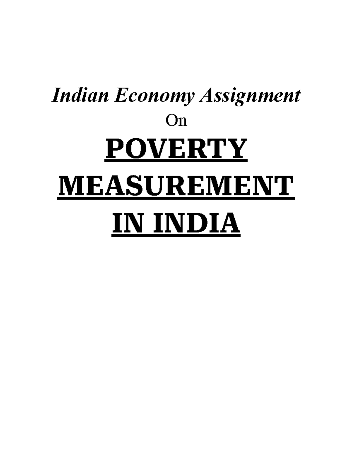 Indian Economy - Poverty measurement in India - Indian Economy ...