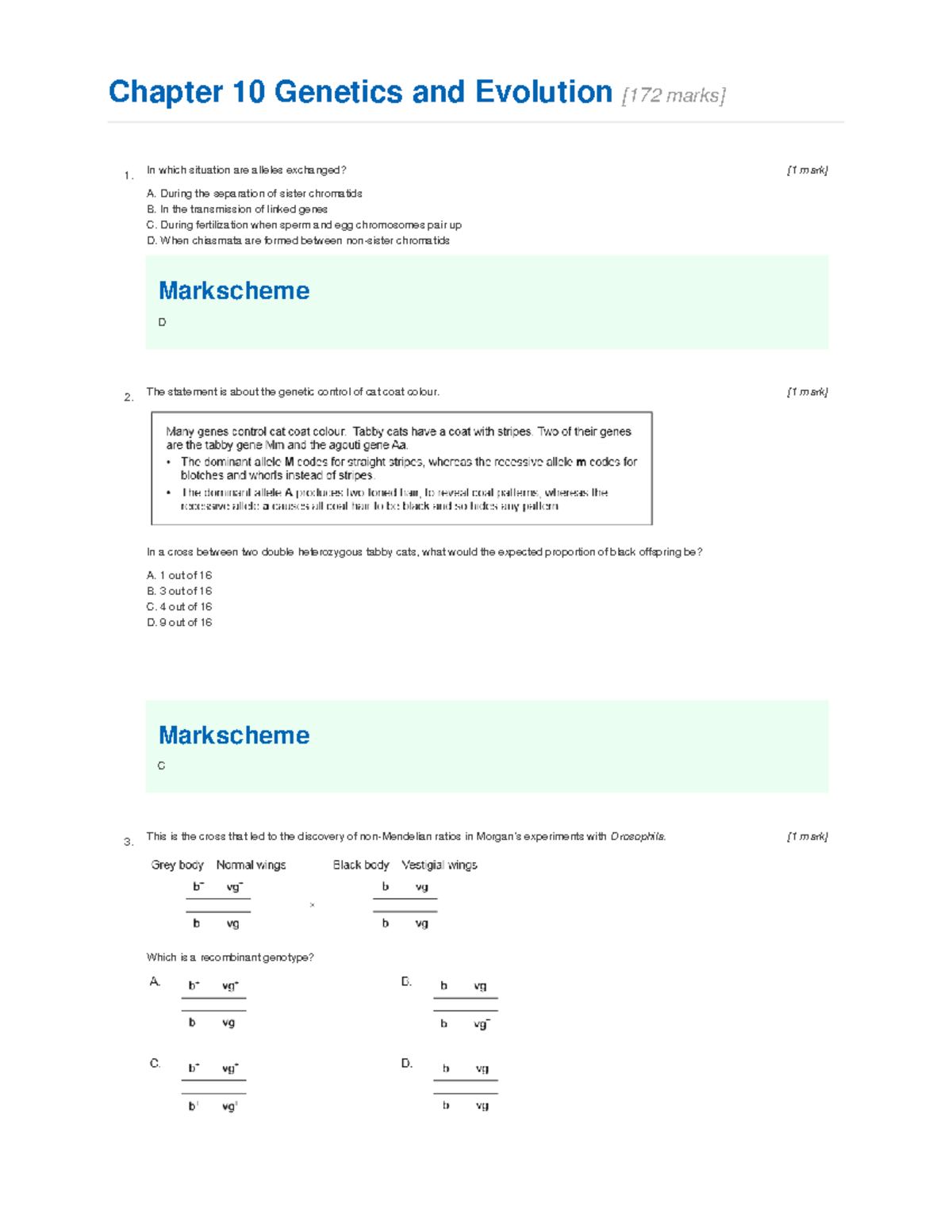 Chapter 10 genetics and evolution - Chapter 10 Genetics and Evolution ...