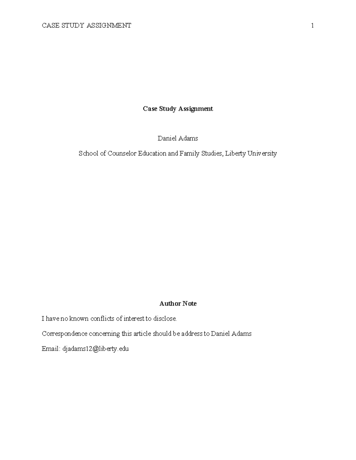 Case Study Assignment: Amara - Case Study Assignment Daniel Adams School of Counselor Education ...