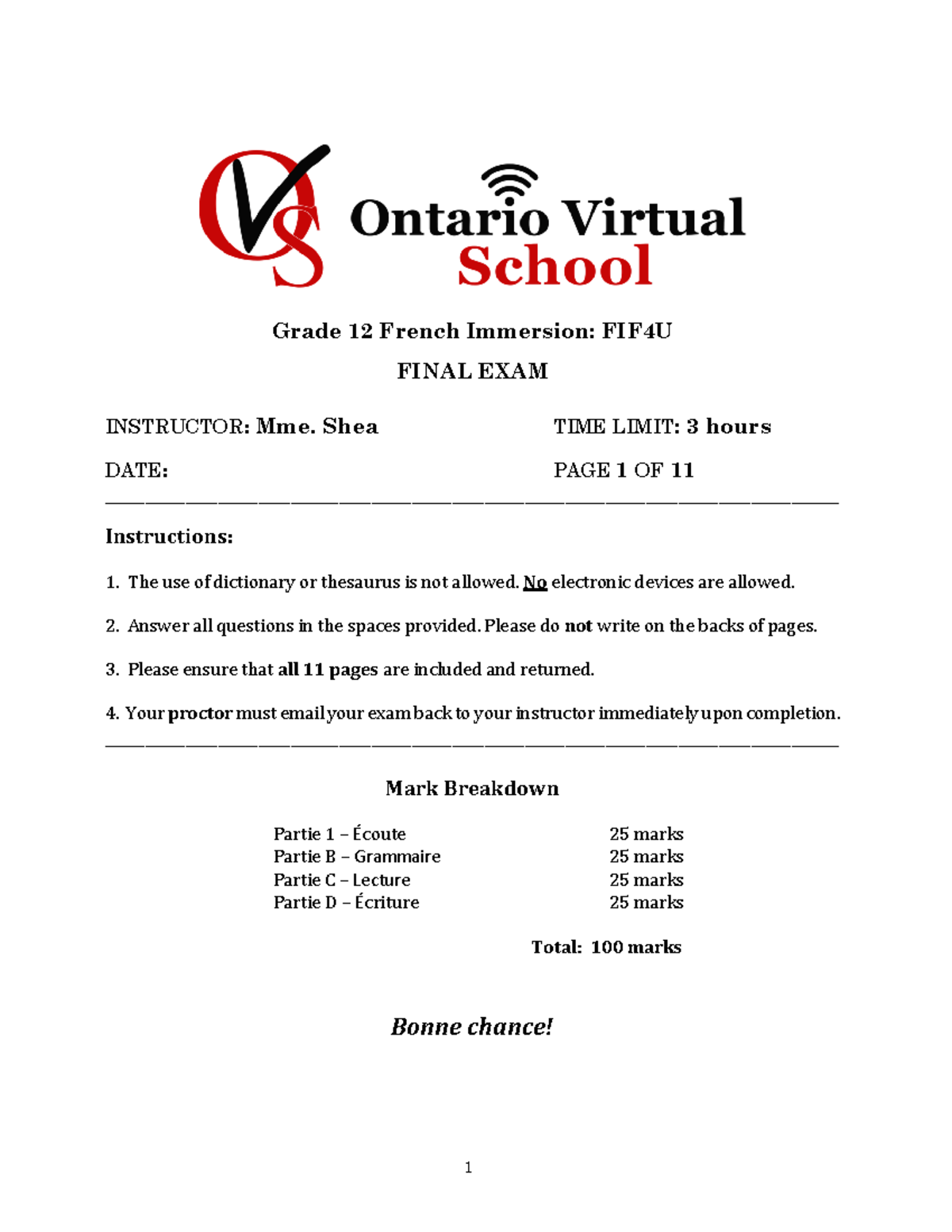 Shea FIF4U Exam - 03-21 - unit test - Grade 12 French Immersion: FIF4U ...