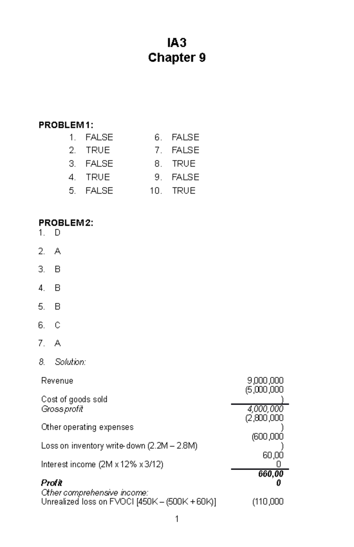 IA3 Chapter-9 Interim Financial Reporting - IA Chapter 9 PROBLEM 1: 1 ...