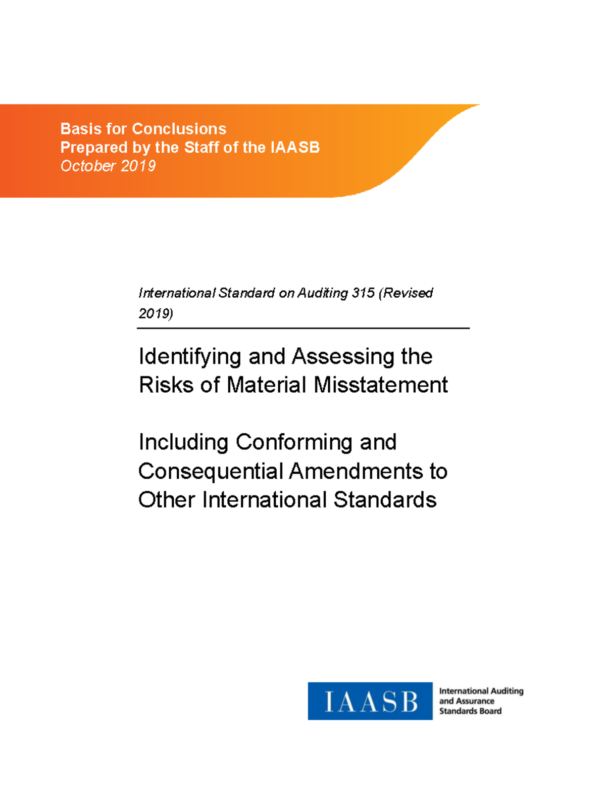 ISA 315 Basis for Conclusions Revised 2019 - International Standard on ...