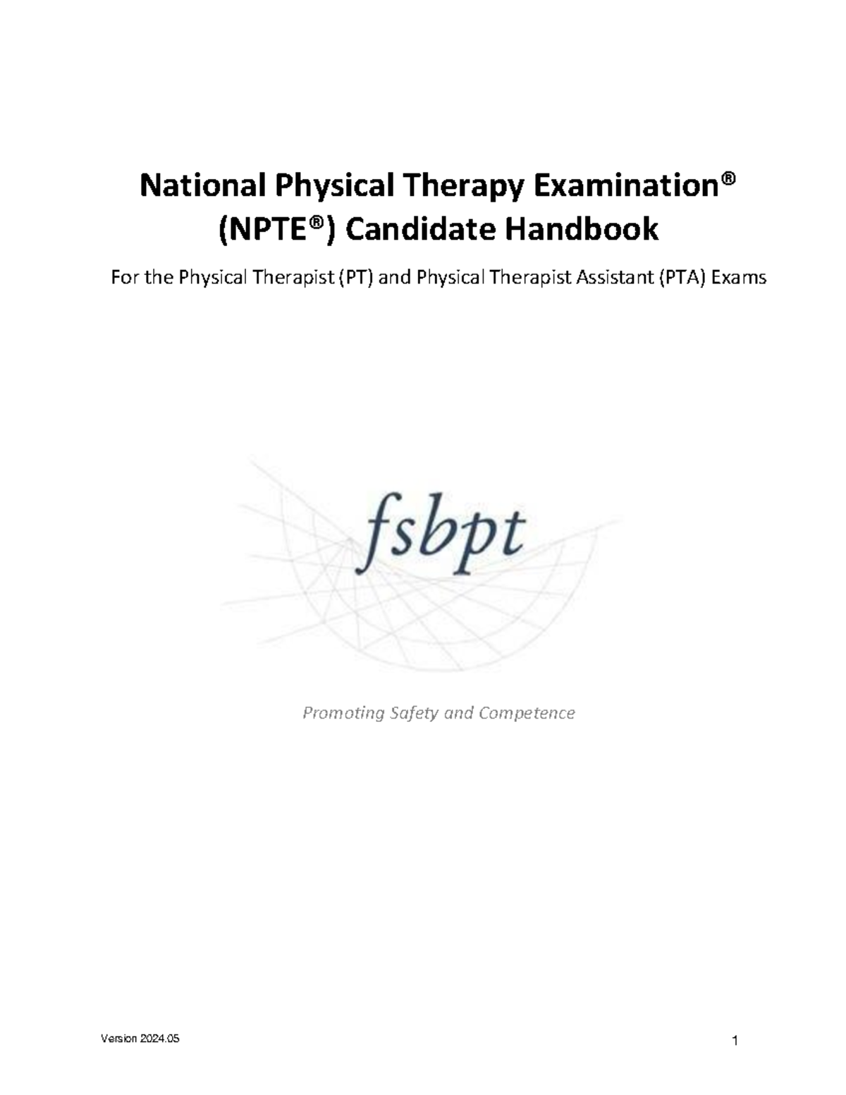 NPTE Candidate Handbook - National Physical Therapy Examination® (NPTE ...