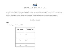 PSY 375 3-2 Module Three Lab Worksheet - All responses to lab questions ...
