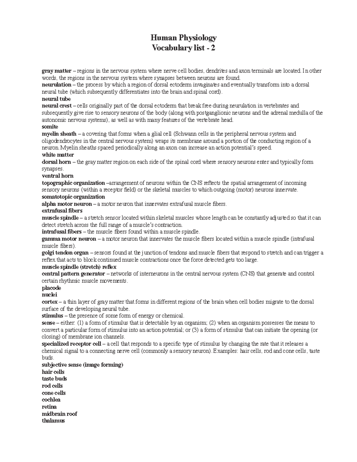 Vocab #2 Human Physiology, Temme (On quizzes and exams) - Human ...